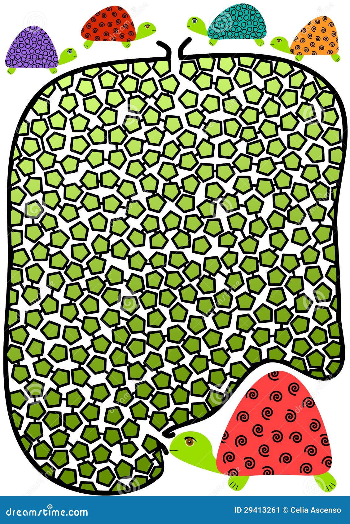 Little Turtles and Mother Labyrinth Maze Stock Illustration ...