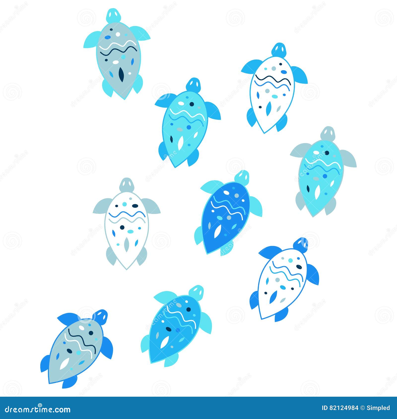 Sea Turtles Pattern Vector Illustration | CartoonDealer.com #49029902