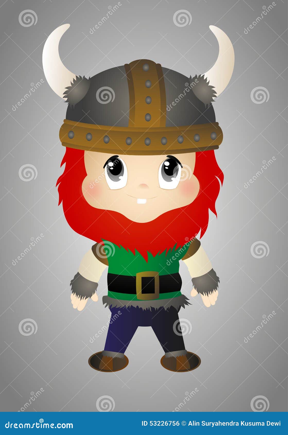 Little Viking with His Unique Hat in Full Color Stock Vector ...