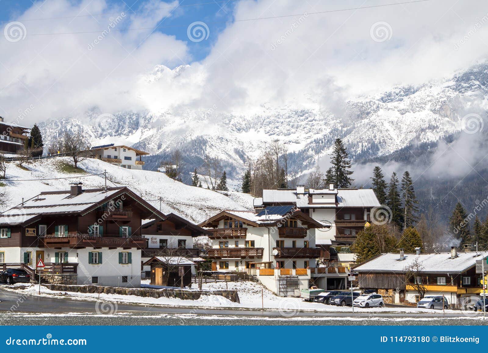 Little village in the Alps editorial image. Image of high - 114793180