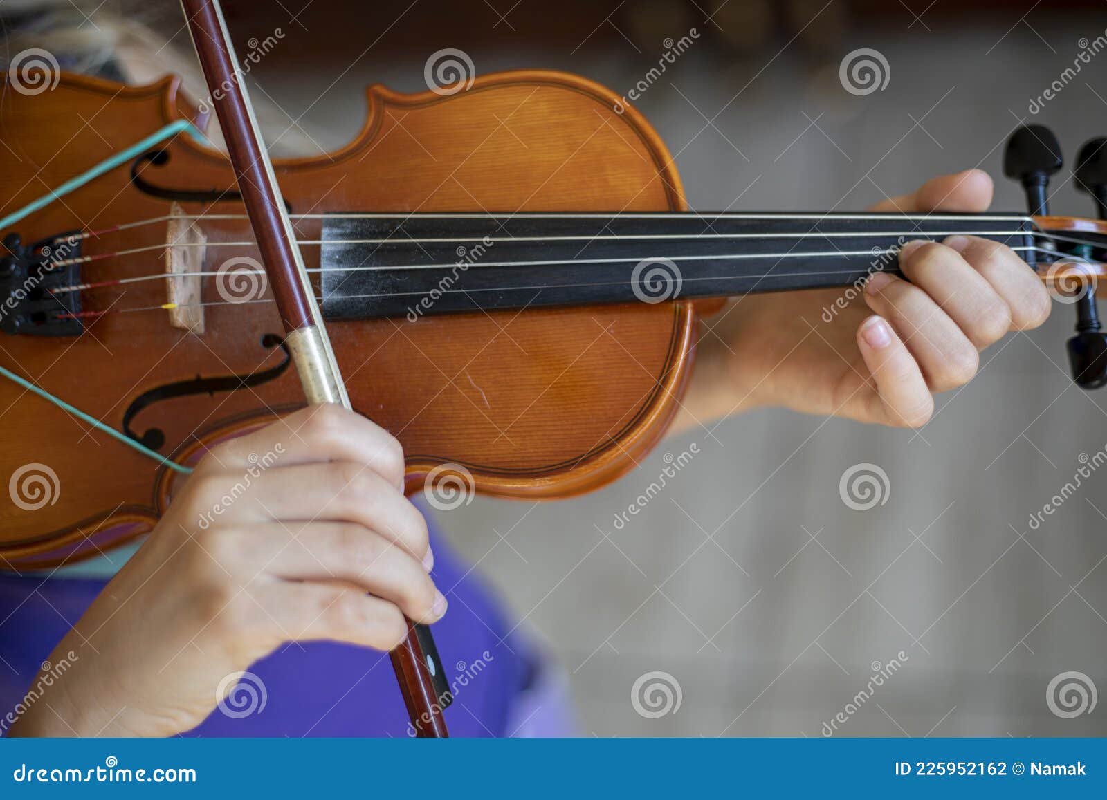 Little Violinist Playing the Violin Top View, Horizontal Stock Photo ...