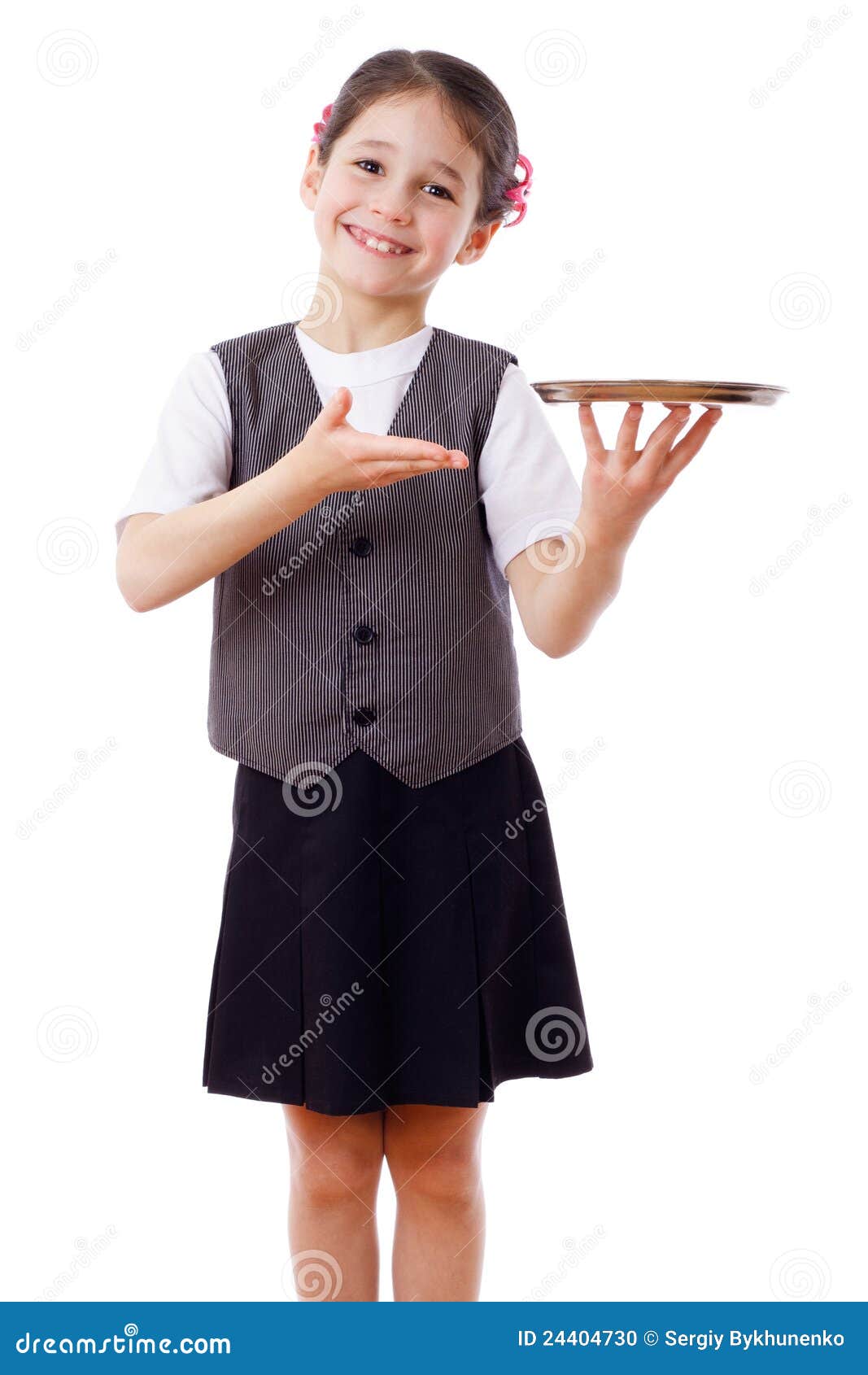 Little Waitress Standing with Tray Stock Photo - Image of gift, helper ...