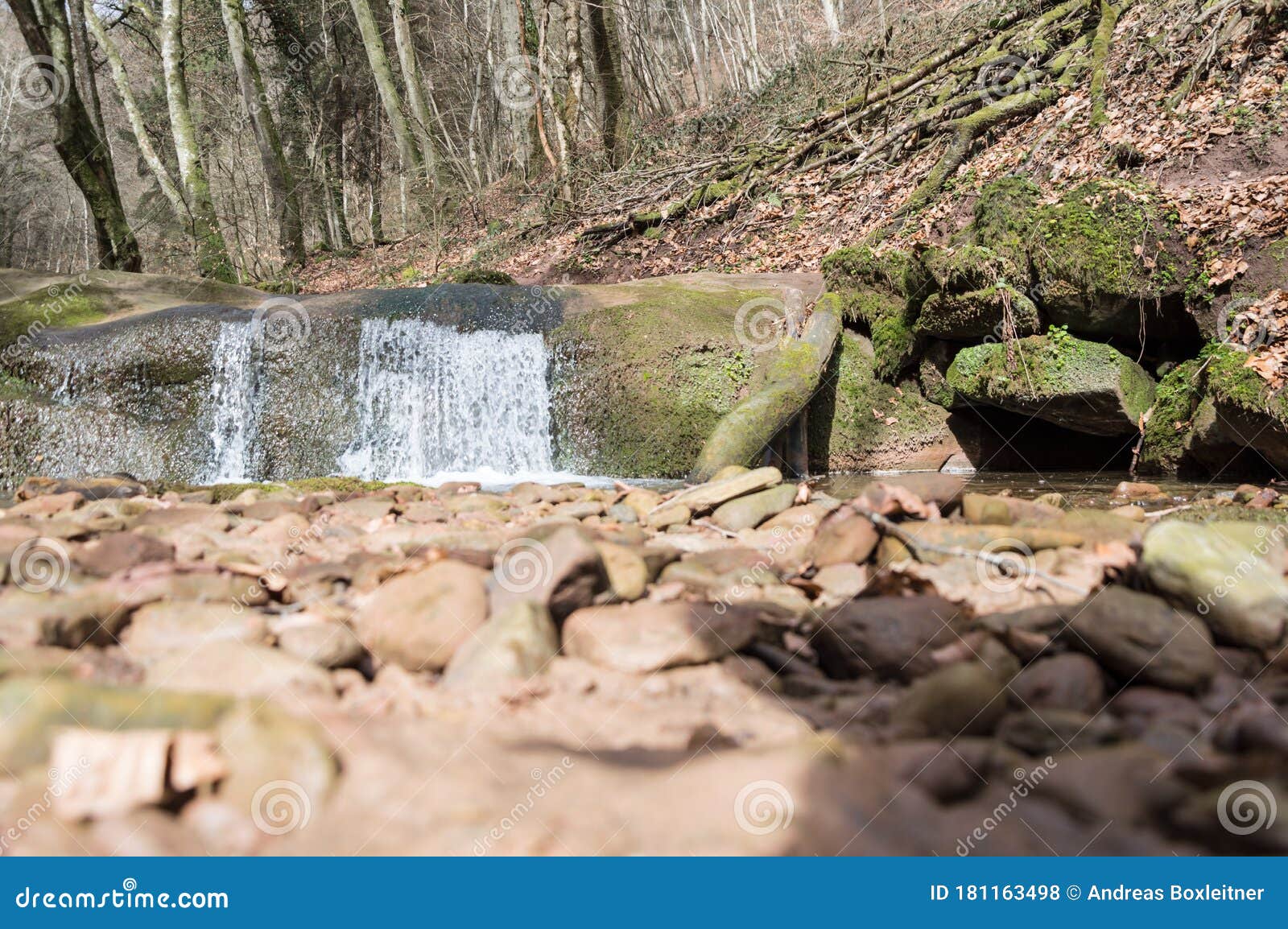 Little Waterfall and Dried Out Riverbed Stock Photo - Image of ...