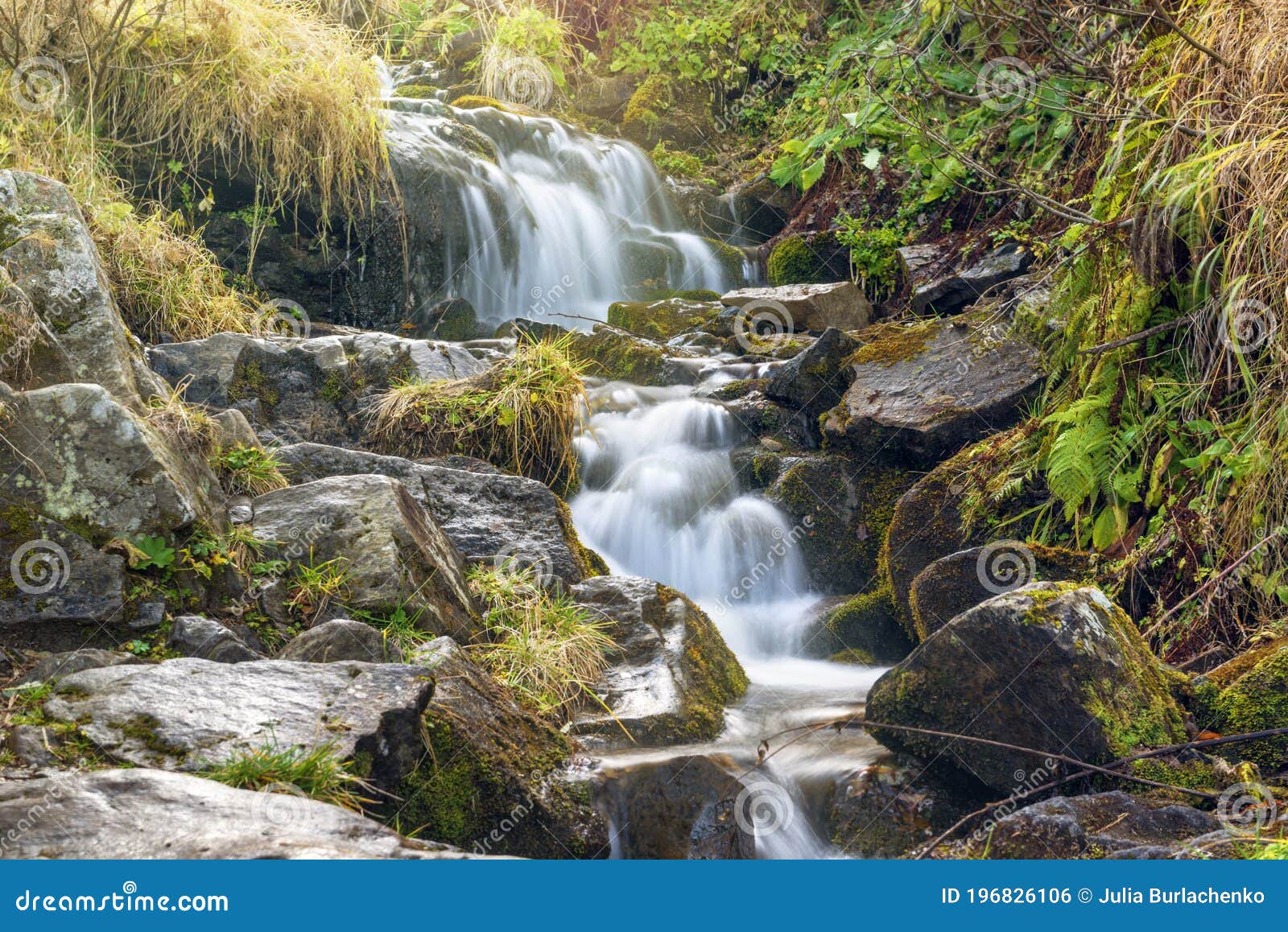 Little Waterfall in the Mountains Stock Photo - Image of environment ...