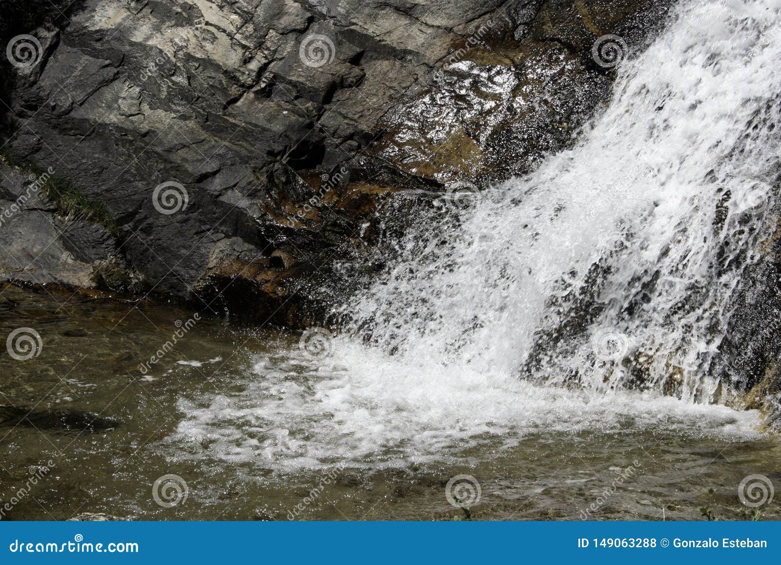 Little Waterfall Splashing in the Brook Stock Photo - Image of closeup ...