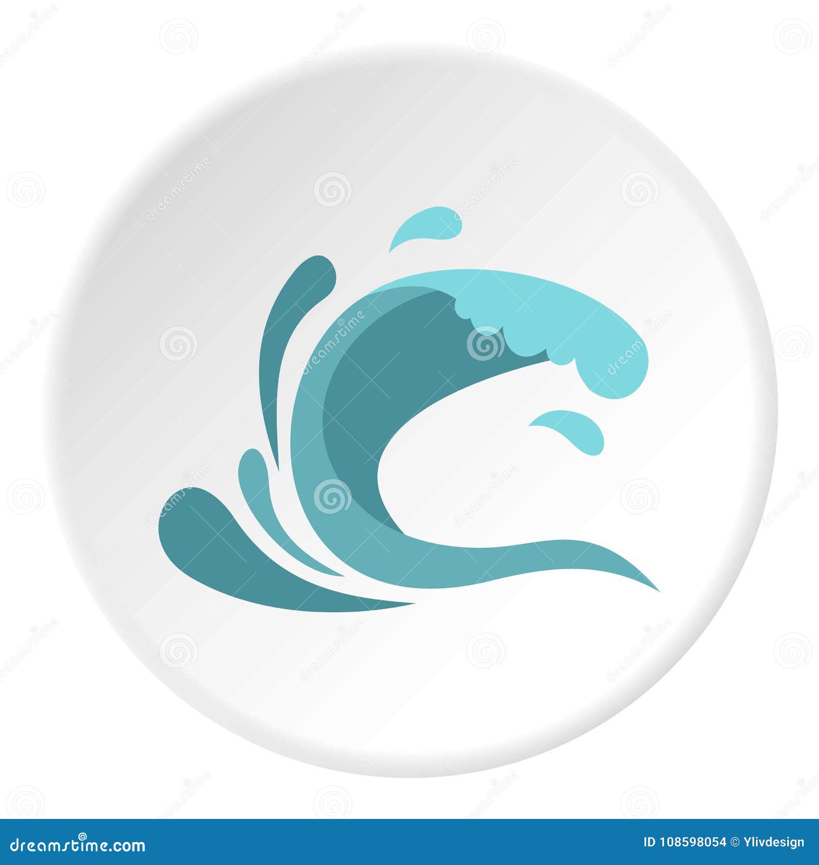 Little wave icon circle stock vector. Illustration of surface - 108598054