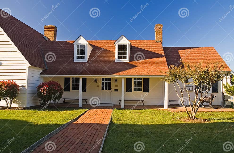 Little White Cottage stock photo. Image of sunlight, blue - 1345358