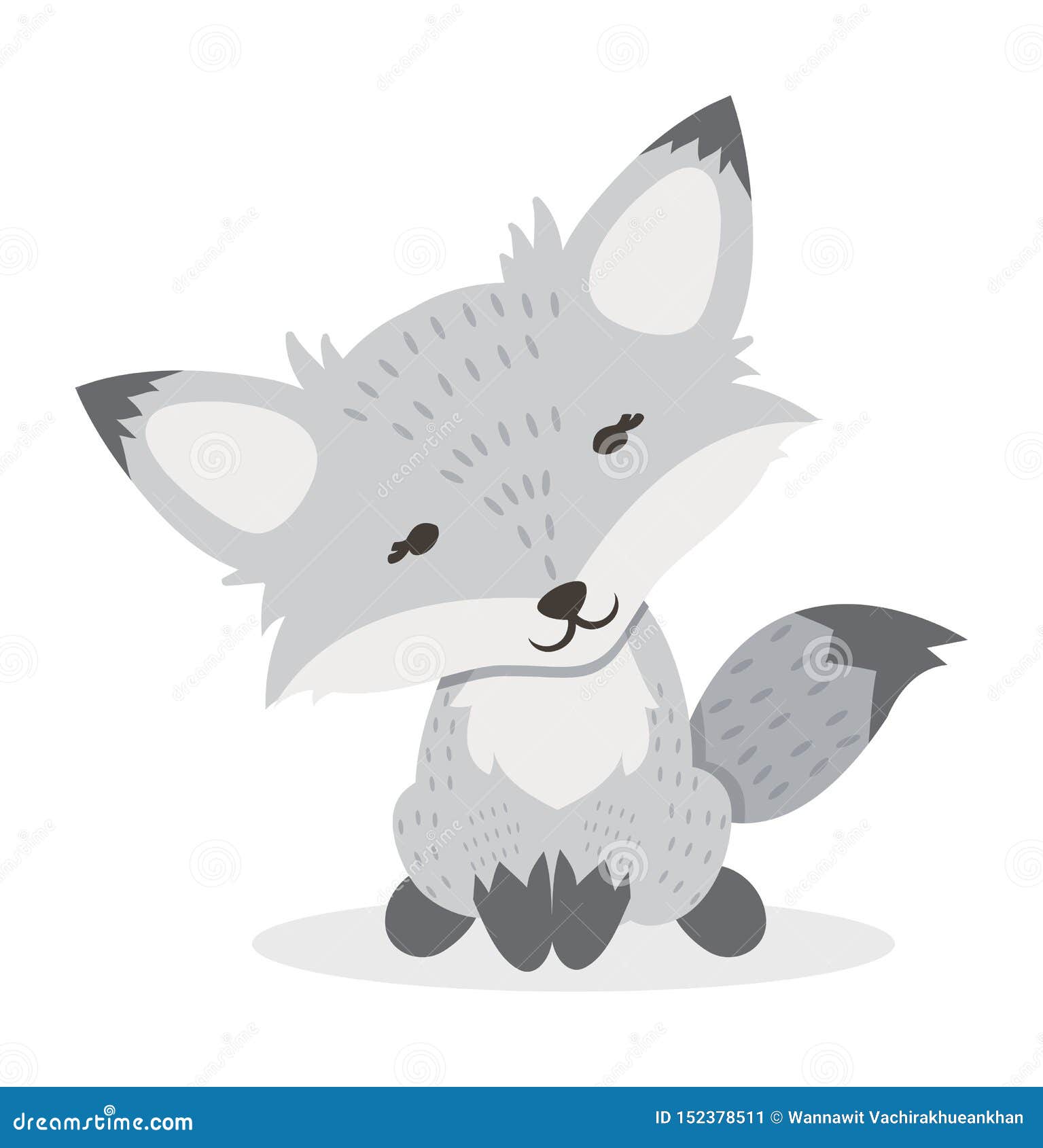 Little White Fox Cartoon Vector Stock Vector - Illustration of little ...