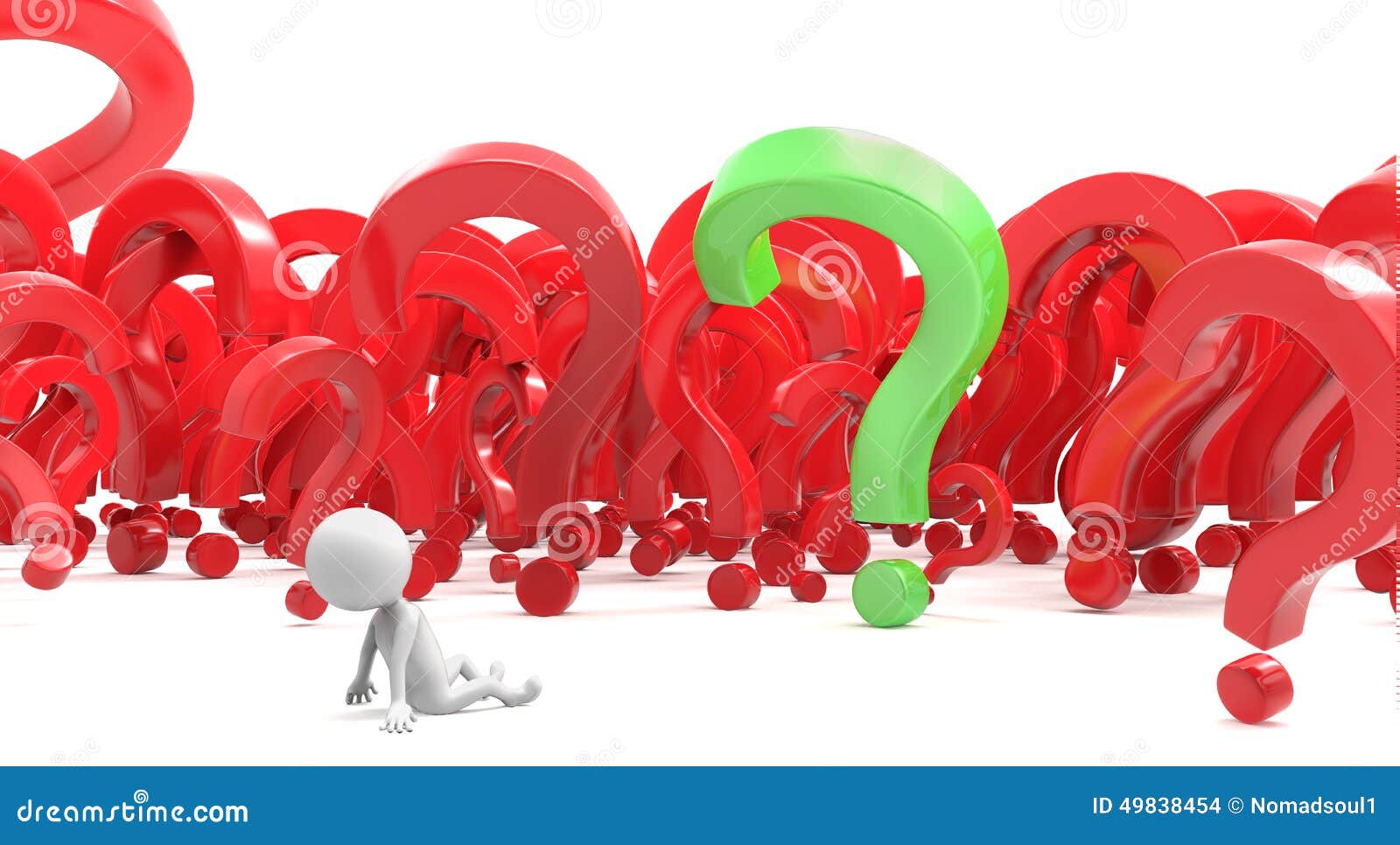 Little White Human Characte in Question Marks Stock Illustration ...
