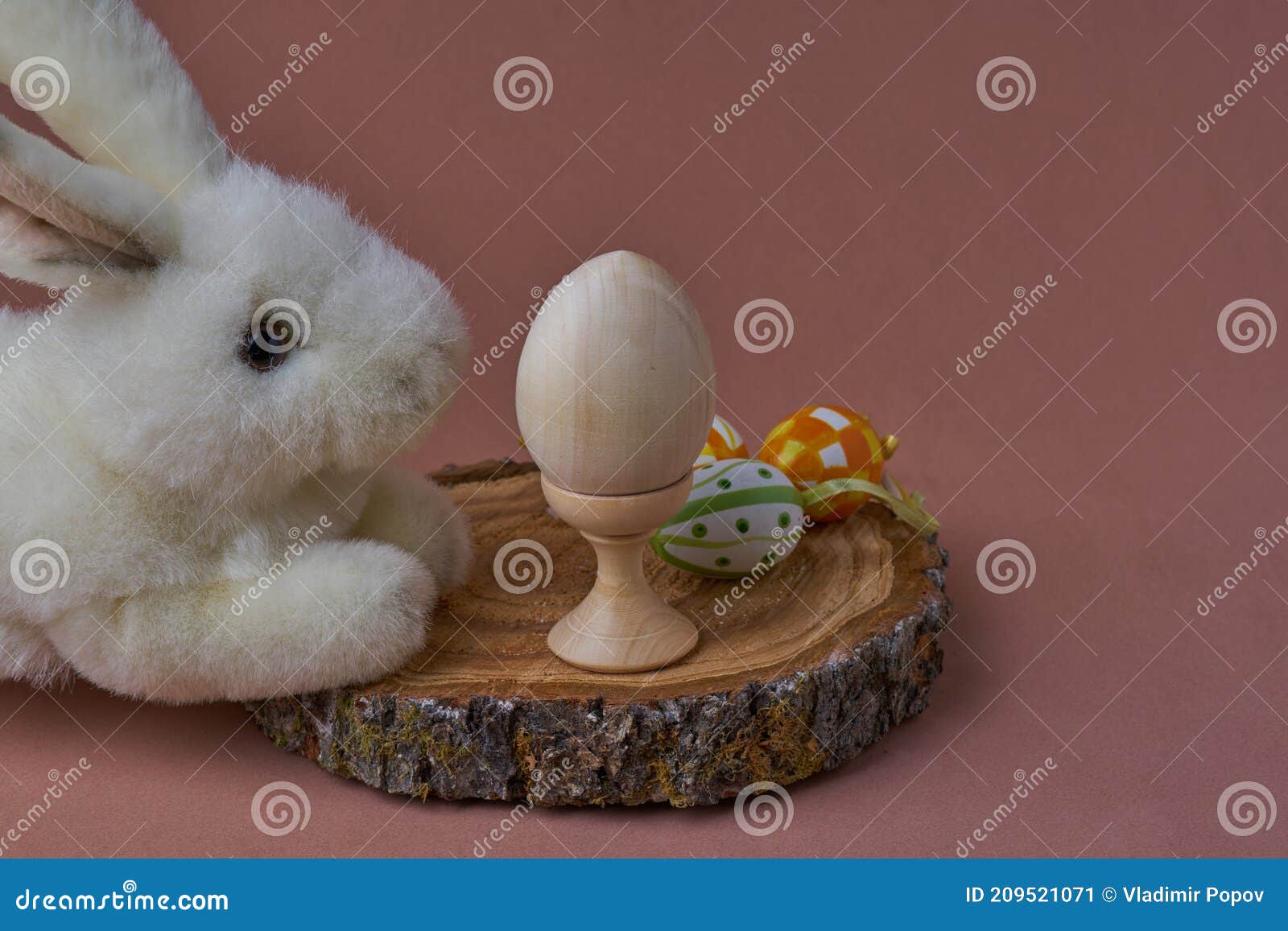 Little White Rabbit in the Surround with Different Color of Ester Eggs ...