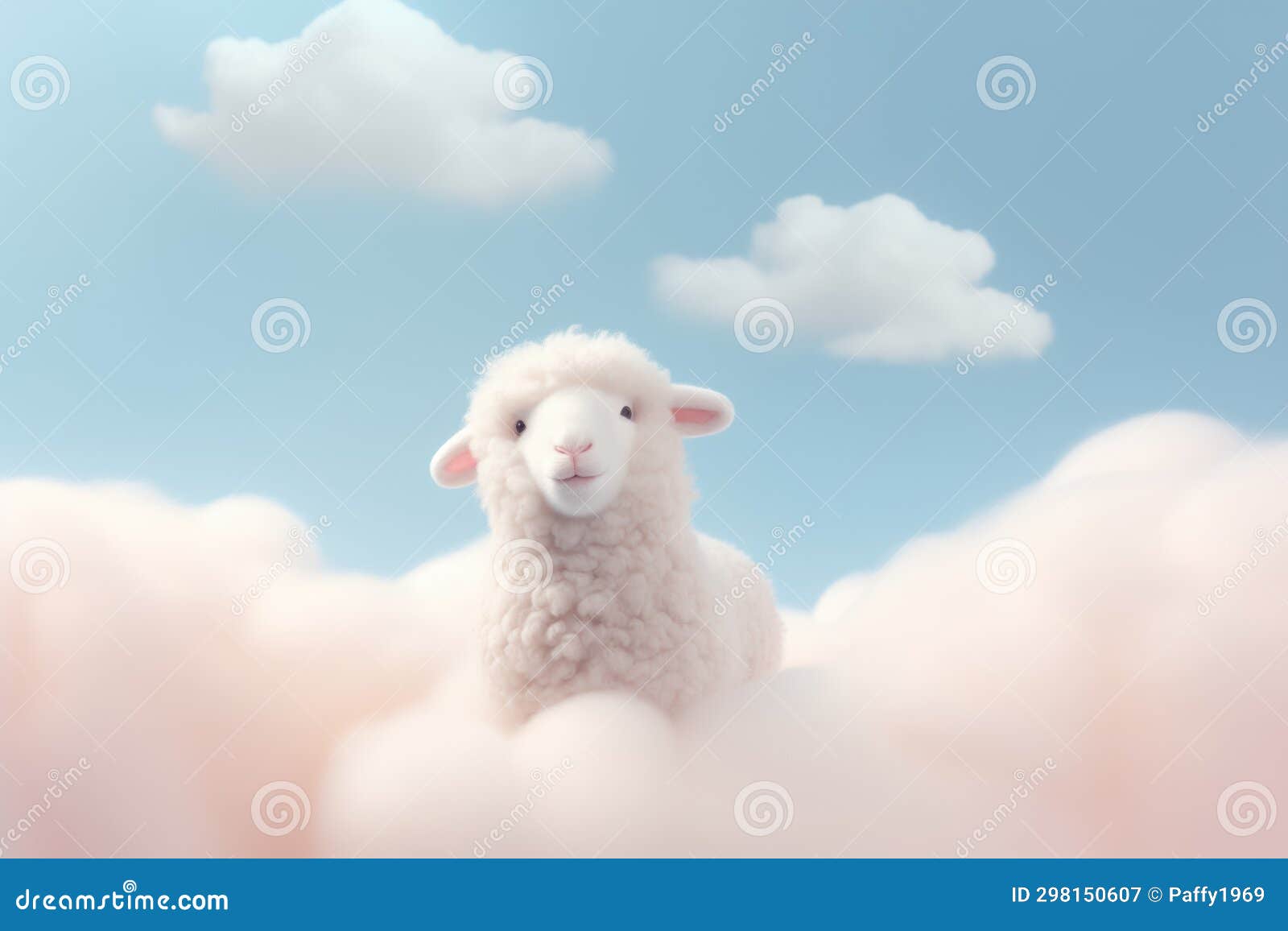Little White Sheep on Fluffy Clouds. Concept of Soft Luxury Wool Stock ...