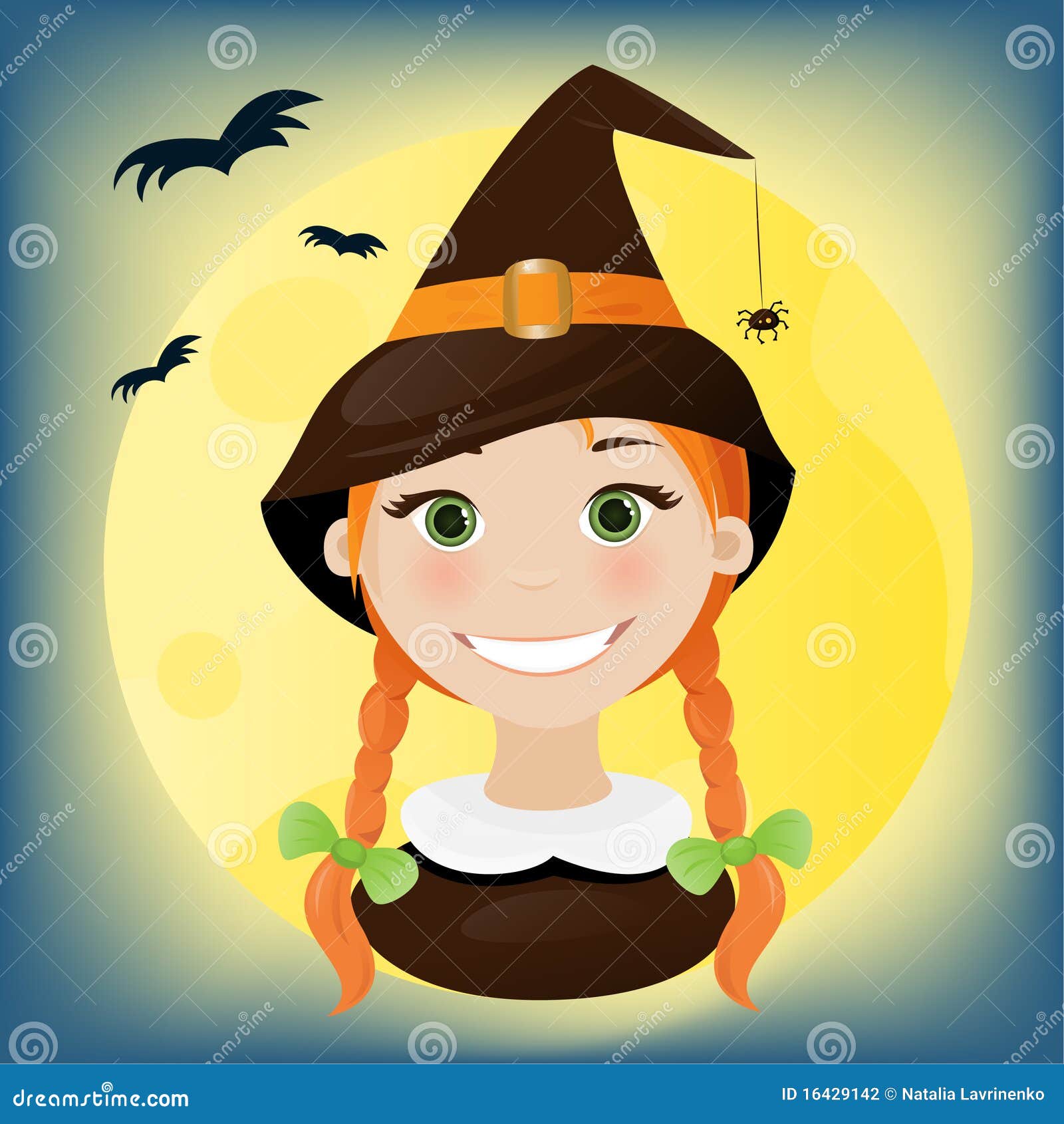 Little witch portrait stock vector. Illustration of cute - 16429142