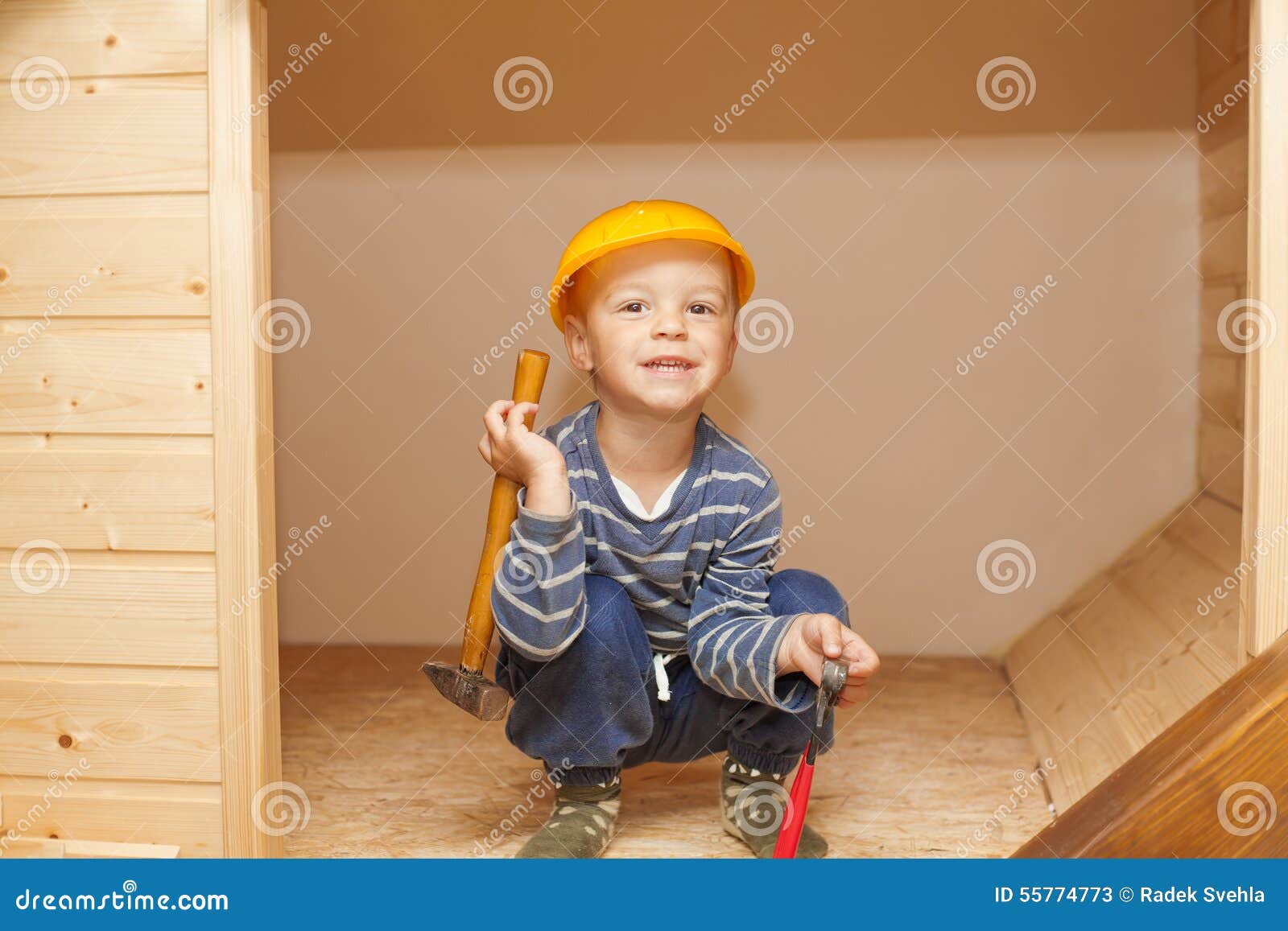 Little worker. stock image. Image of portrait, hammer - 55774773