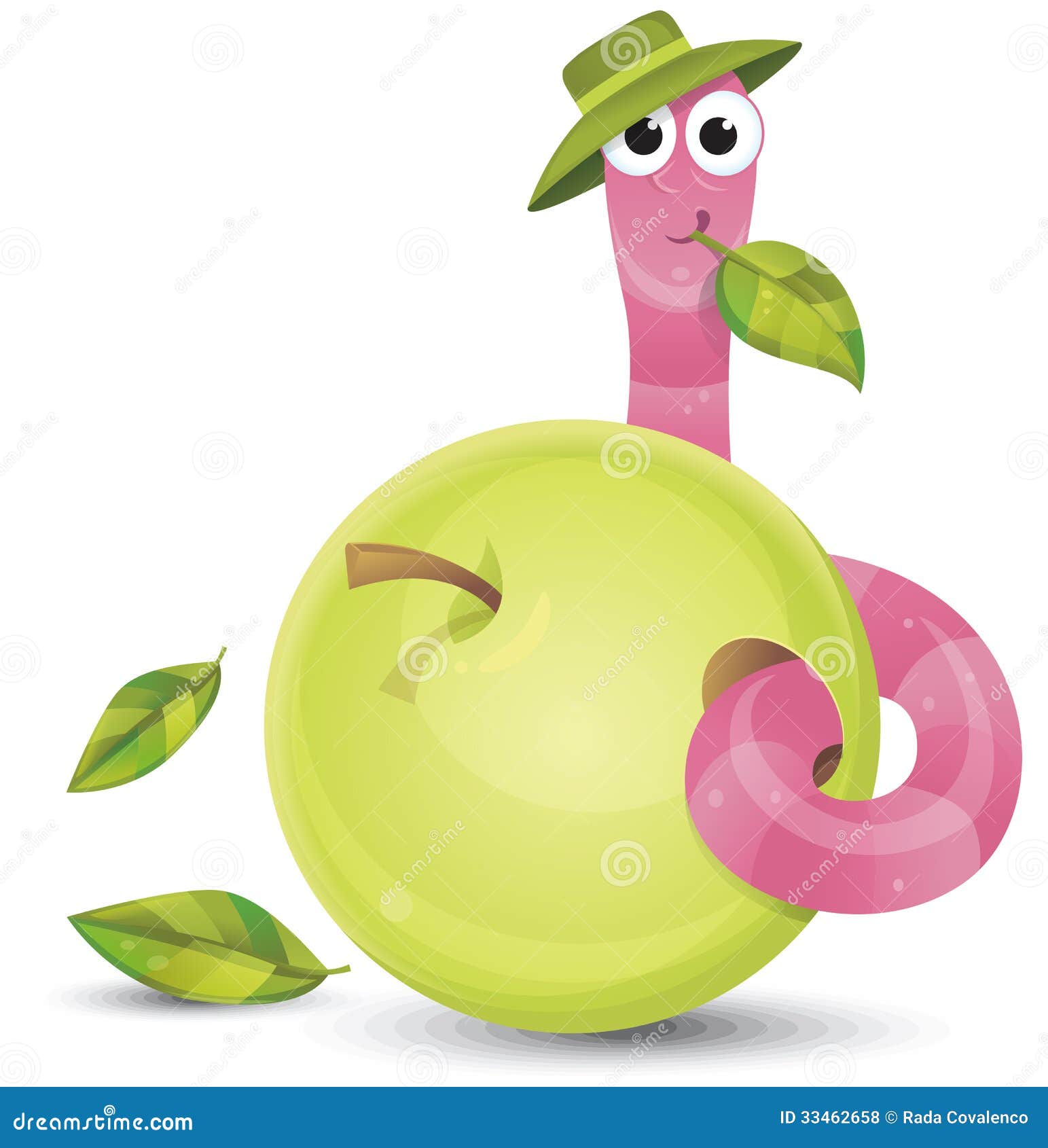 Worm With Apple Cartoon. Food Vector Icon Illustration, Isolated On ...