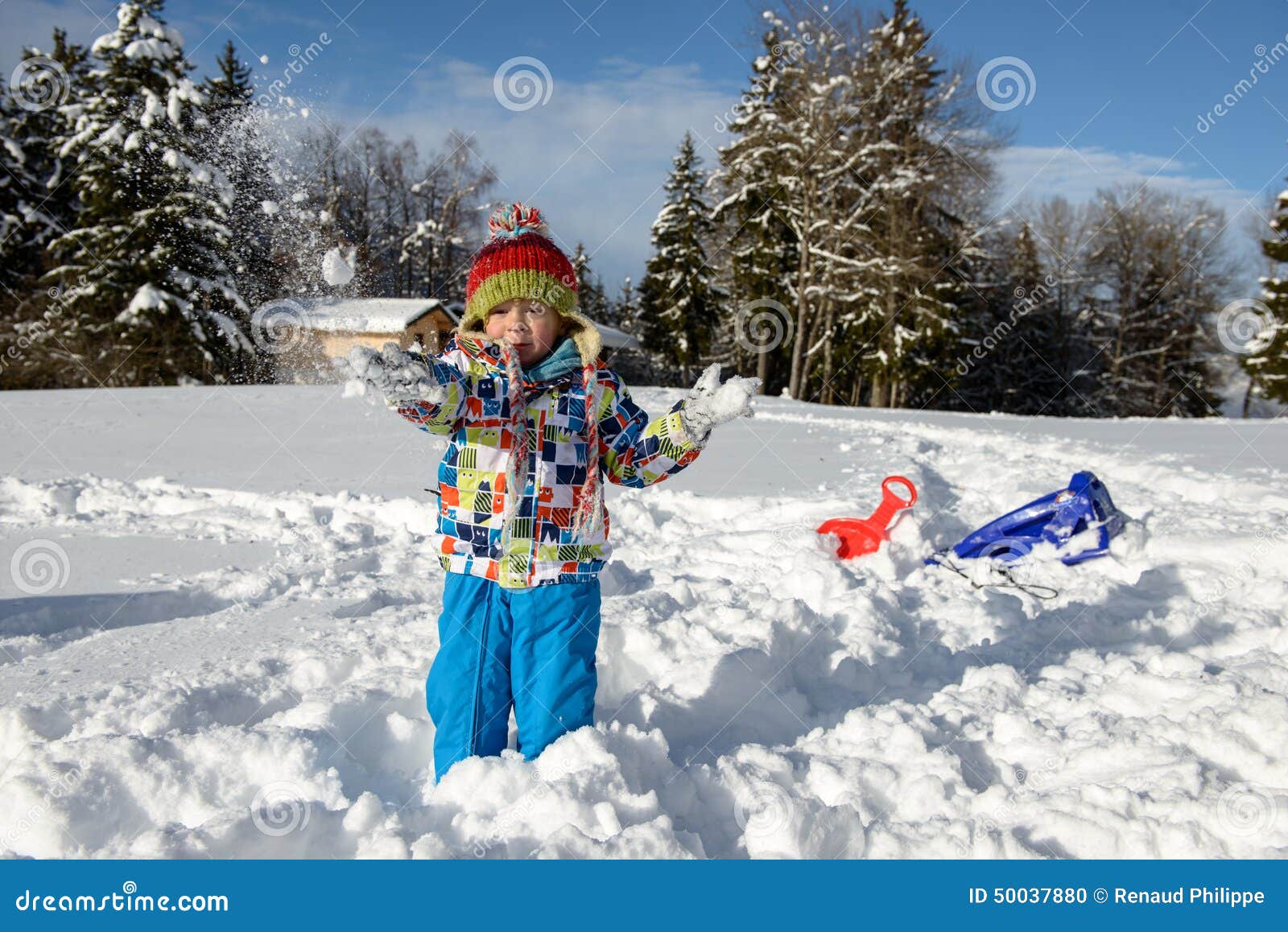Little 3 Year Old Child in the Snow Stock Photo - Image of white ...