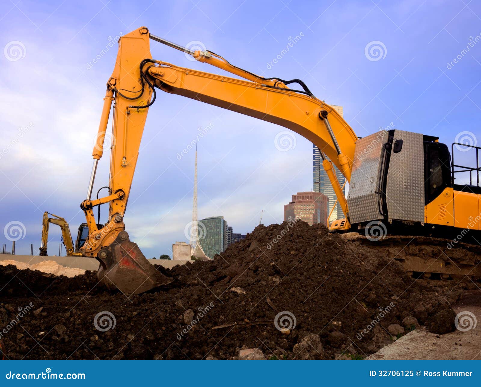 Little yellow digger stock image. Image of machinery - 32706125