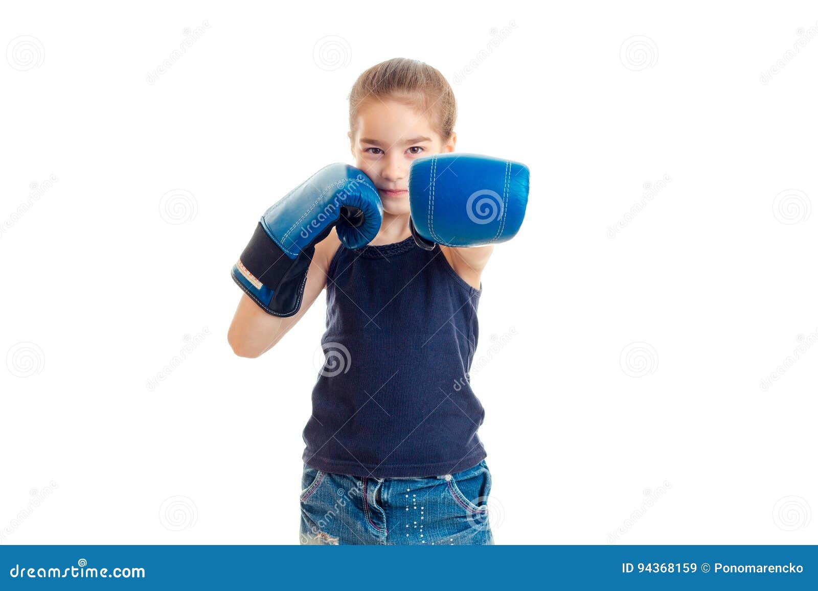 Little Young Girl Practicing a Boxing Stock Image - Image of daughter ...