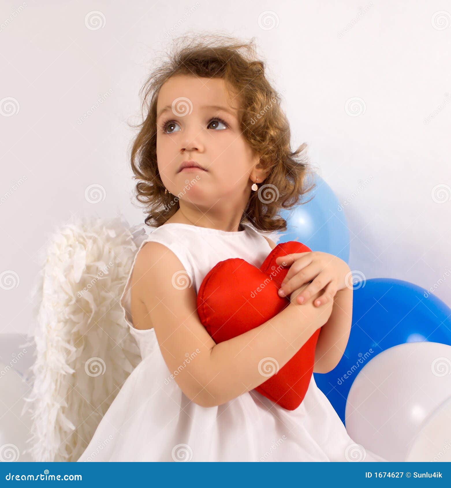 A Littlel Angel with Red Heart Stock Image - Image of loves, loving ...