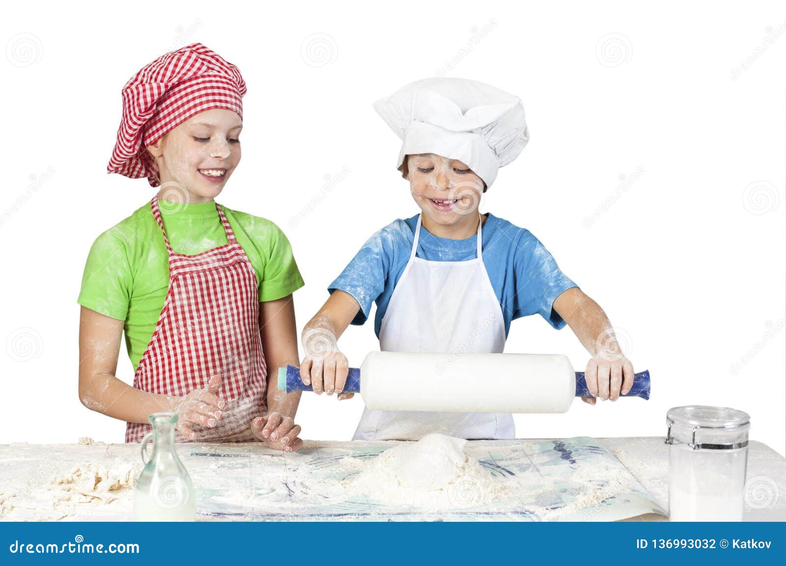 Littlle funny bakers stock photo. Image of chef, education - 136993032