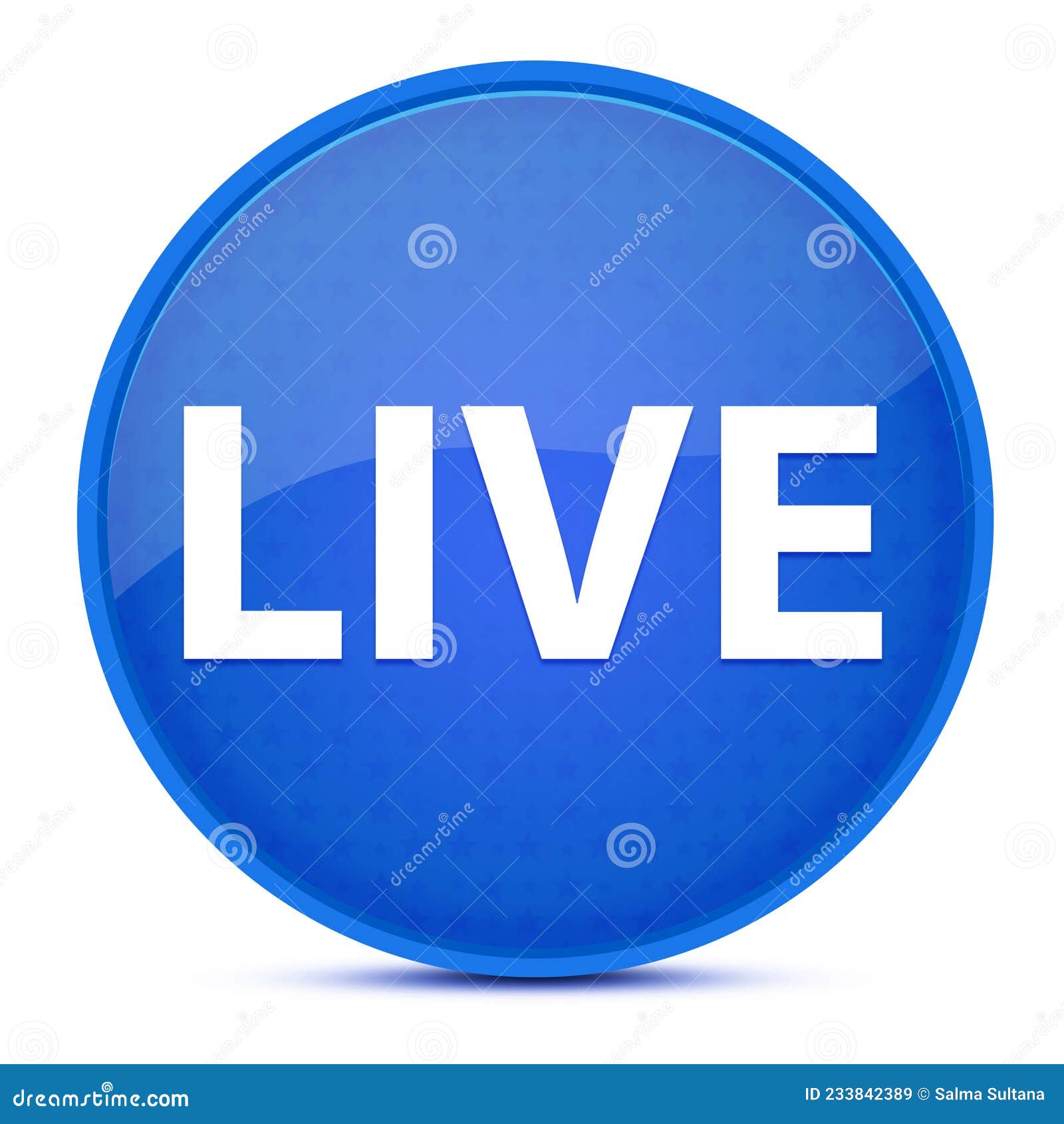 Live Aesthetic Glossy Blue Round Button Abstract Stock Illustration ...
