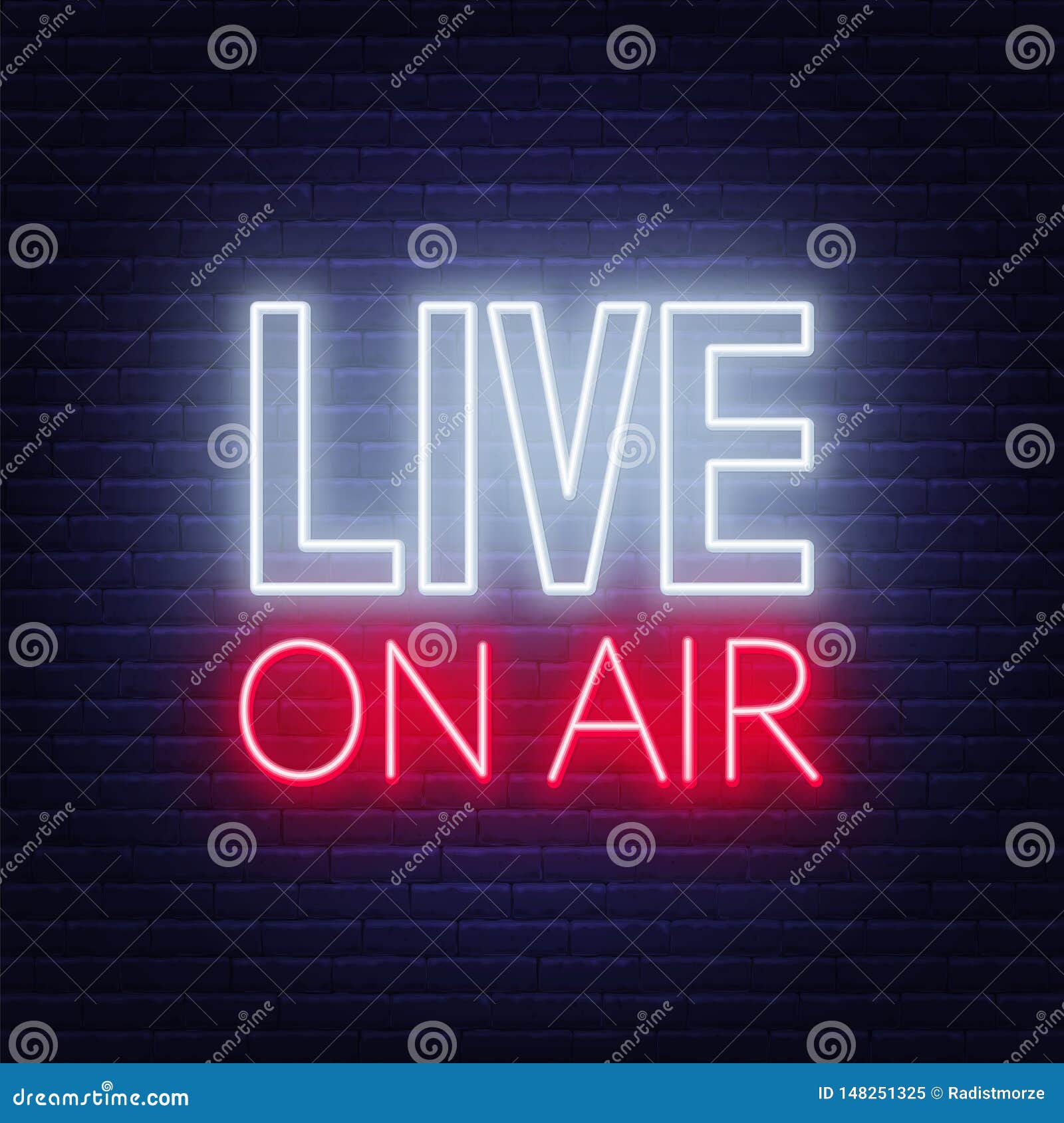 Live on Air Neon Glowing Sign on a Dark Background. Stock Vector ...