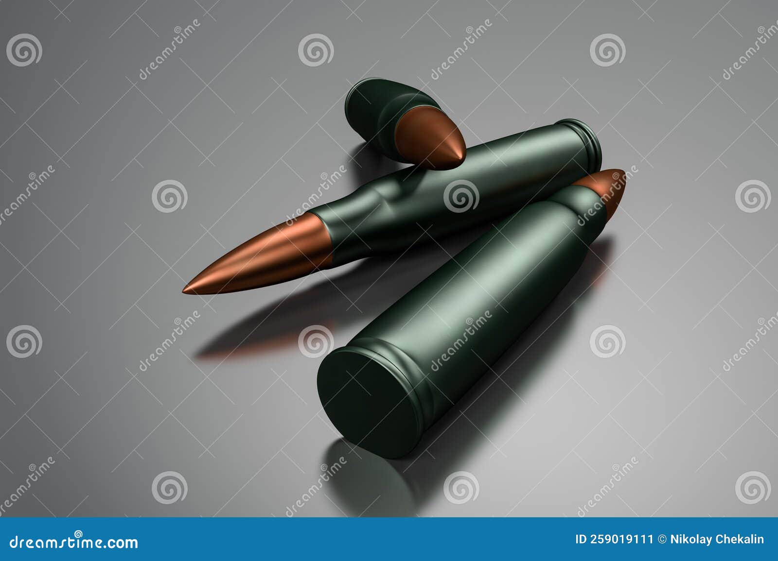 Live Ammunition or Shells in 3D Image on a Dark Background Stock Image ...