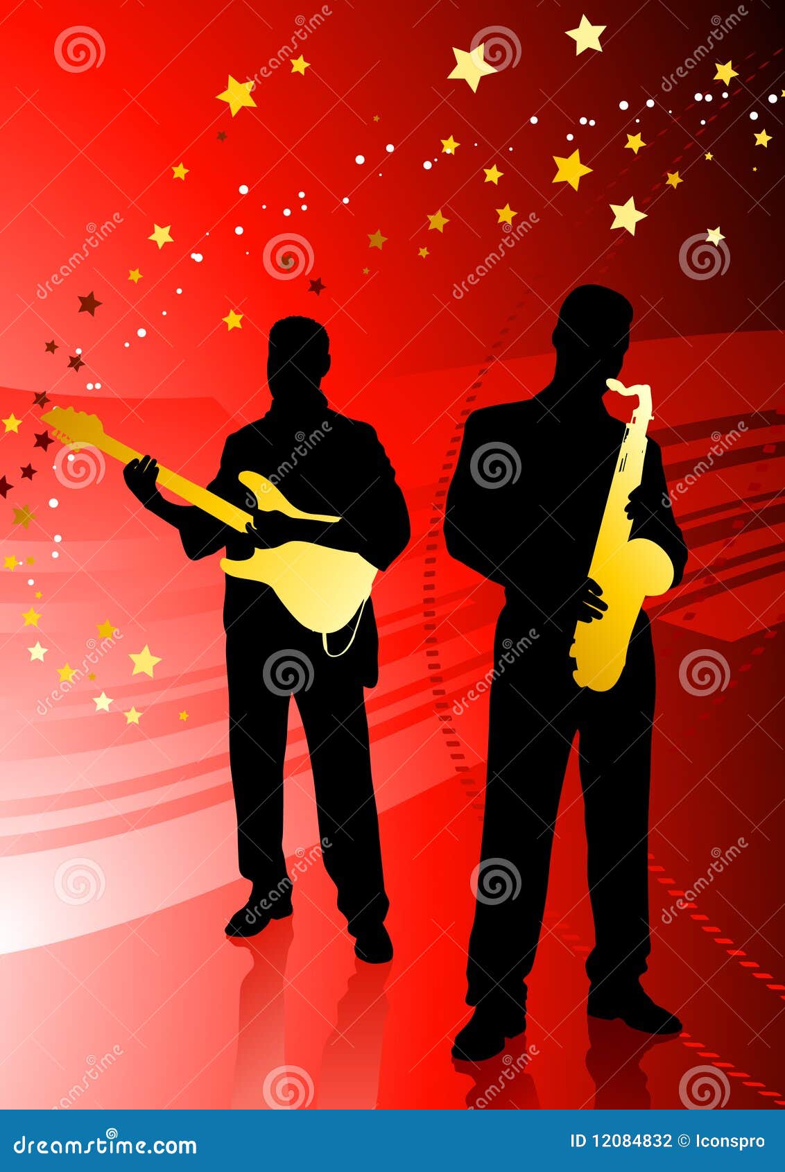 Live Band on Abstract Red Background Stock Vector - Illustration of ...