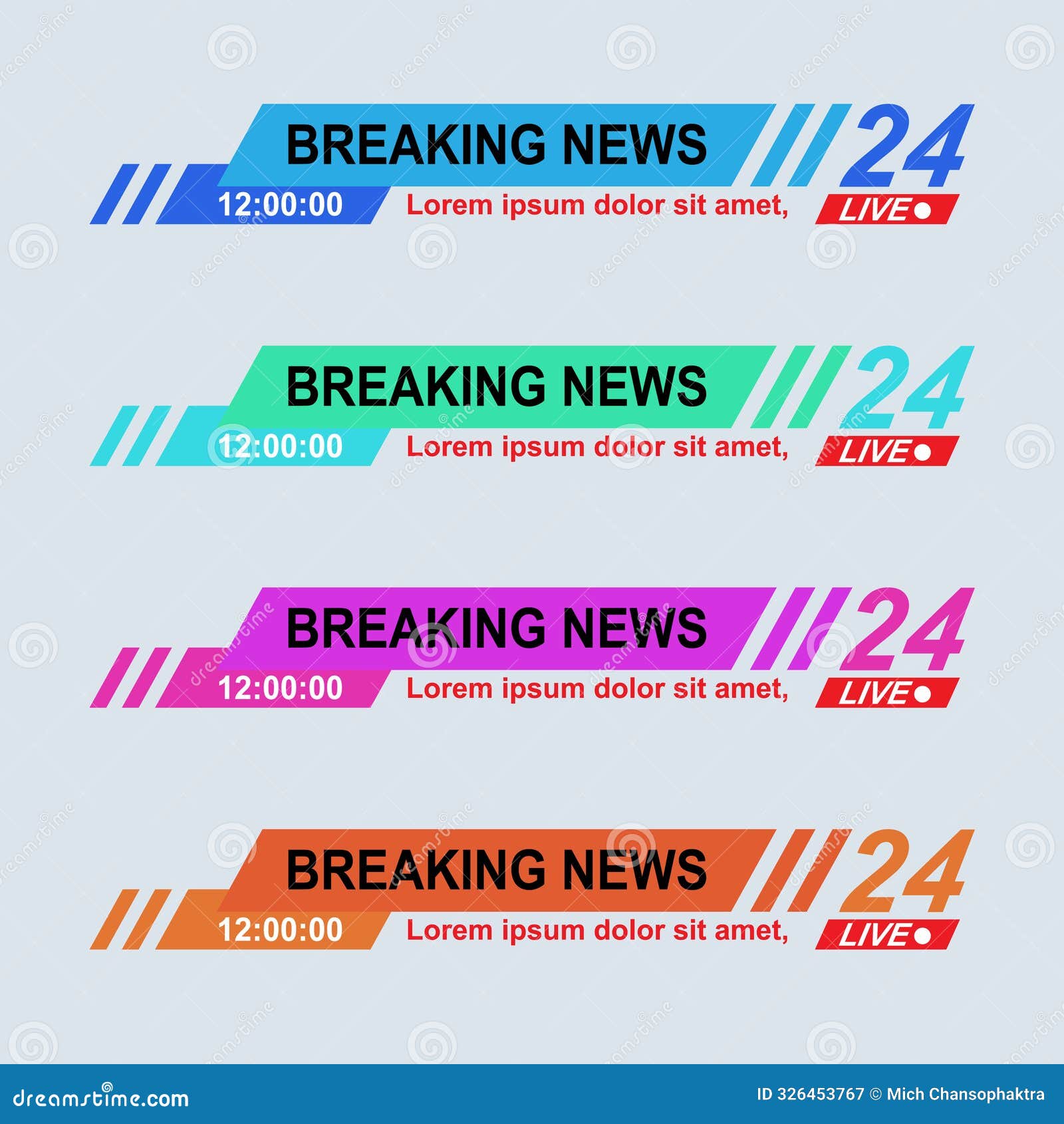 24 Live Breaking News Banners Design-lower Third Template Cartoon Vector | CartoonDealer.com ...