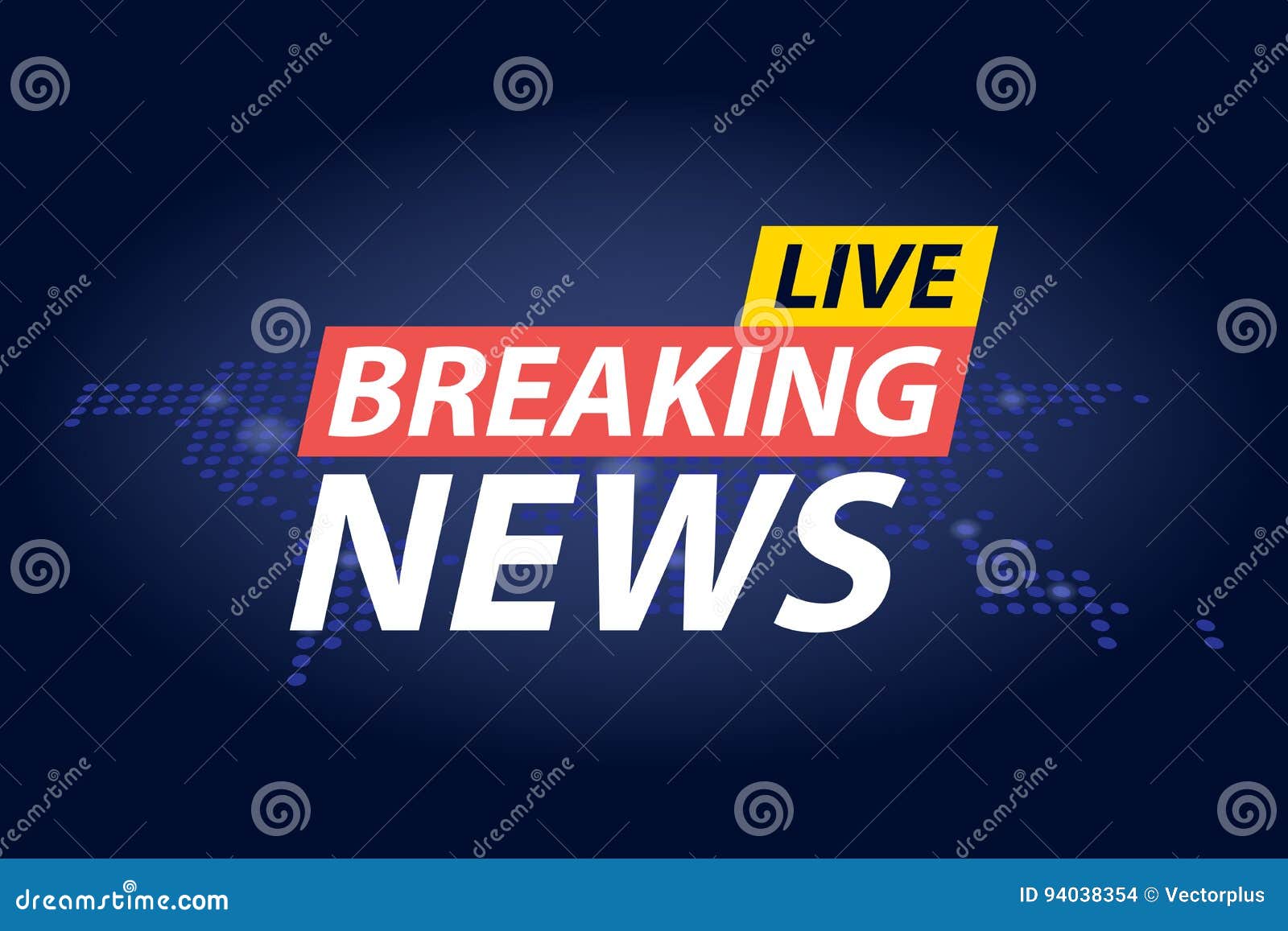 Live Breaking News Flat Illustration. TV Studio Interior Vector ...