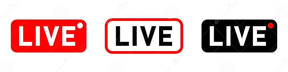 Live Broadcast Button in Flat Style Isolated on White Background Stock ...