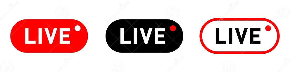 Live Broadcast Button in Flat Style Isolated on White Background Stock ...