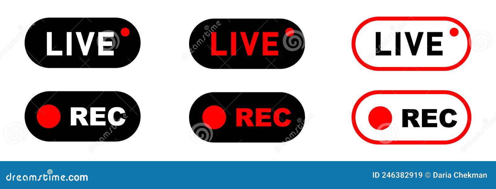 Live Broadcast Button in Flat Style Isolated on White Background Stock ...