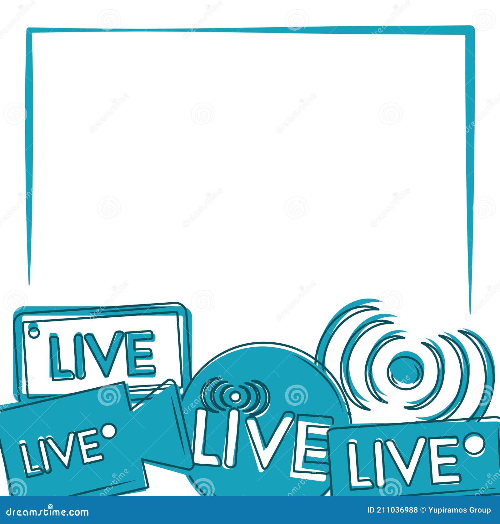 Live Broadcast Stream Digital Network Blue Design Stock Vector ...