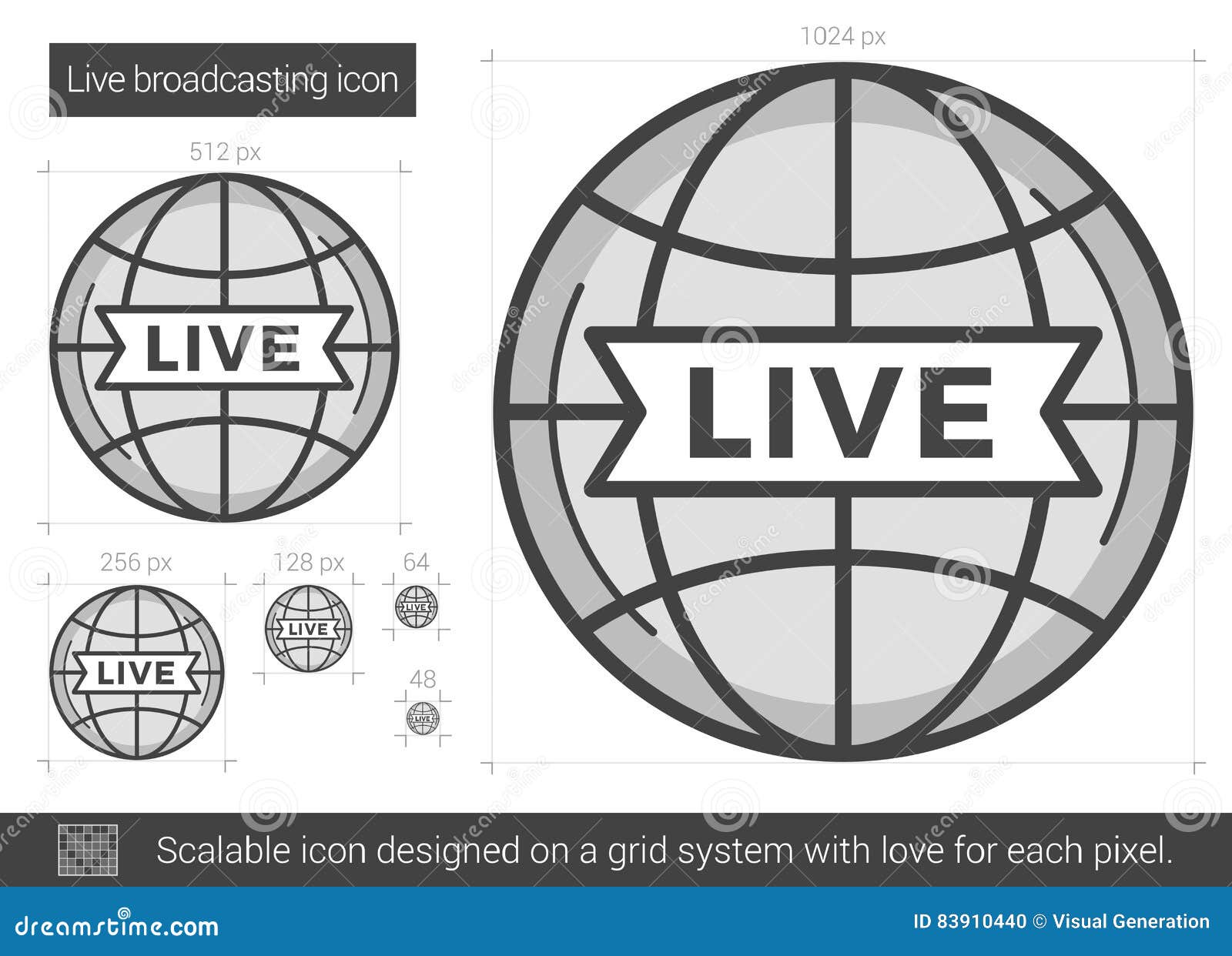 Live Broadcasting Line Icon. Stock Vector - Illustration of ...