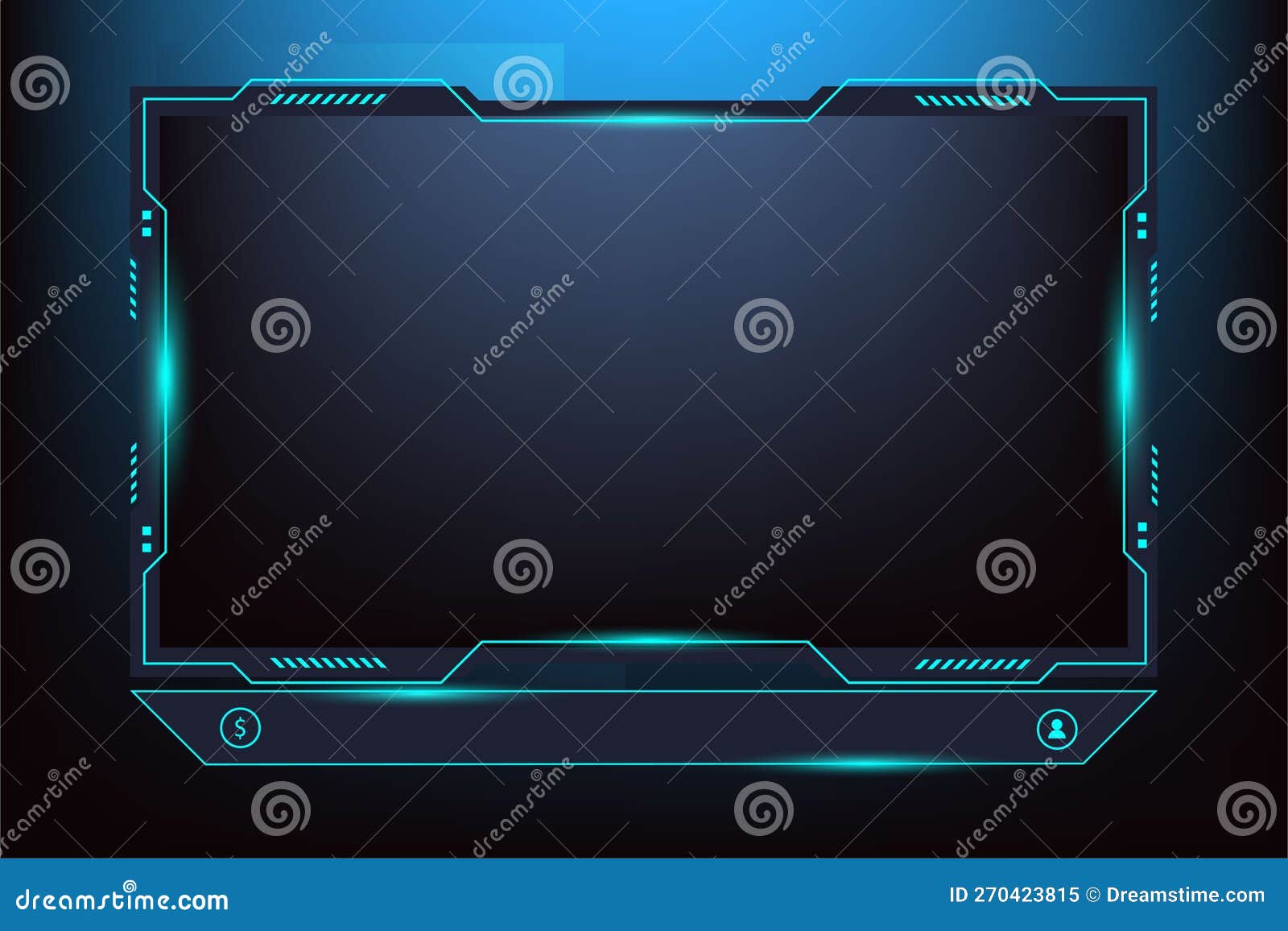 Live Broadcasting Screen Panel Design with Glowing Blue Colors. Online ...