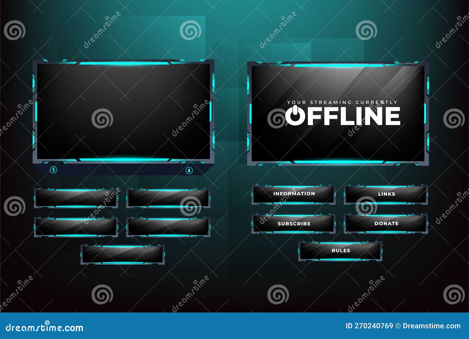 Live Broadcasting Screen Panel Design Vector with Abstract Shapes ...
