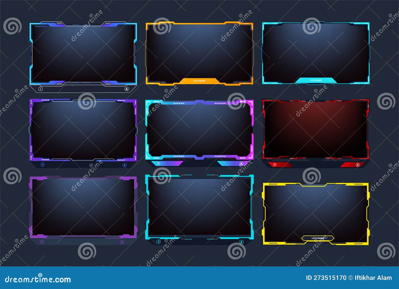 Live Broadcasting Screen Panel Set Vector with Abstract Shapes. Online ...
