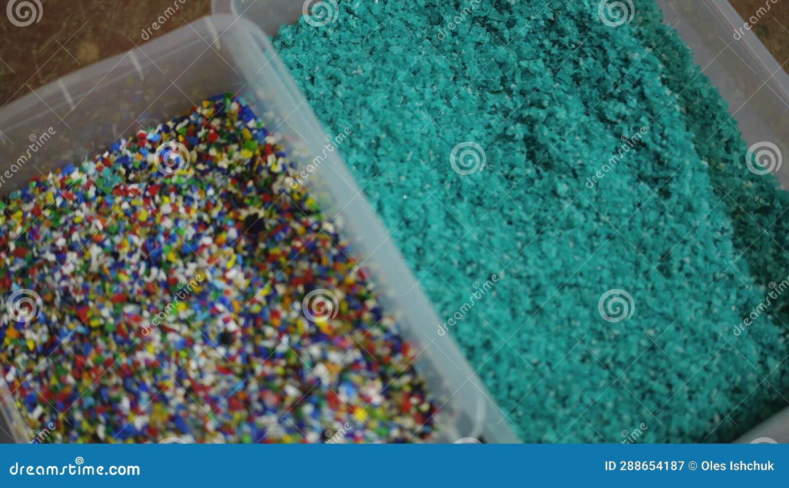 Live Camera Moves Along Boxes with Sorted Plastic Garbage of Different ...