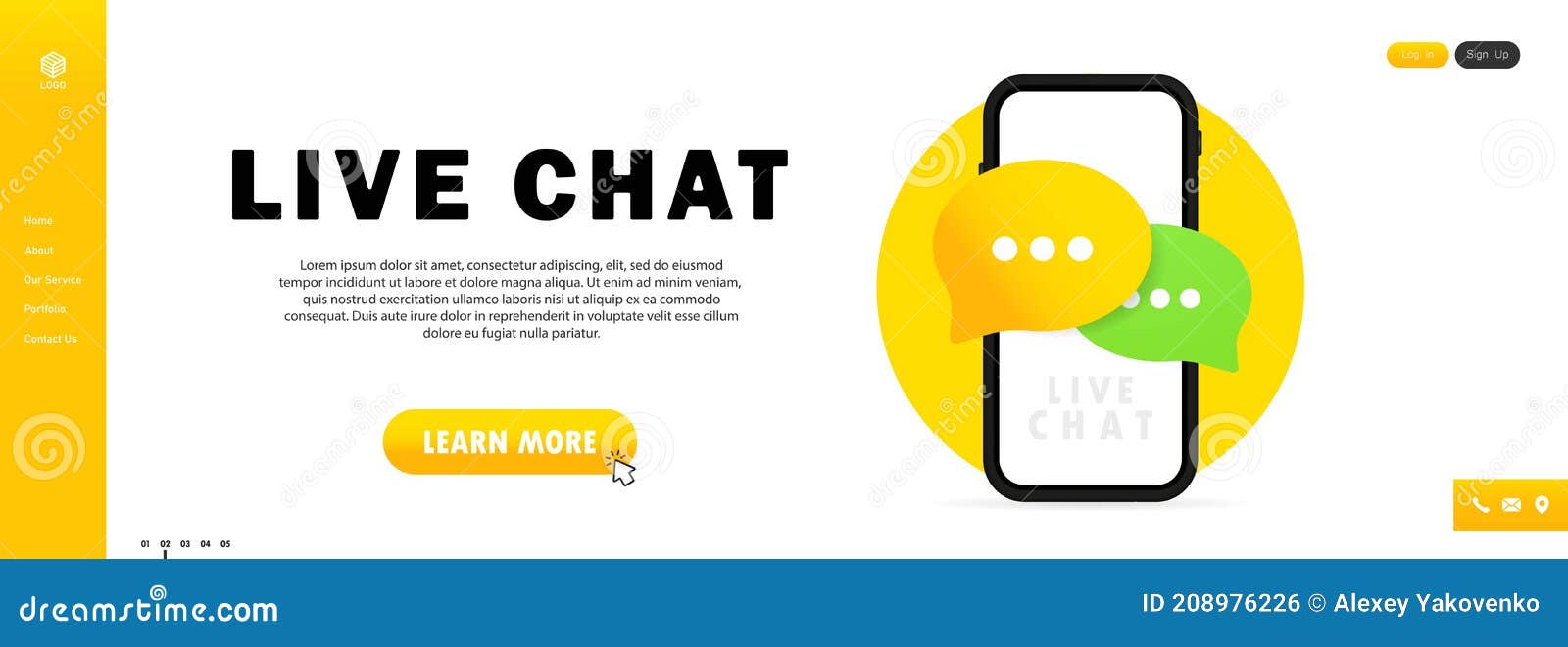 Live Chat Banner. Message Icon in Flat Design in Smartphone ...