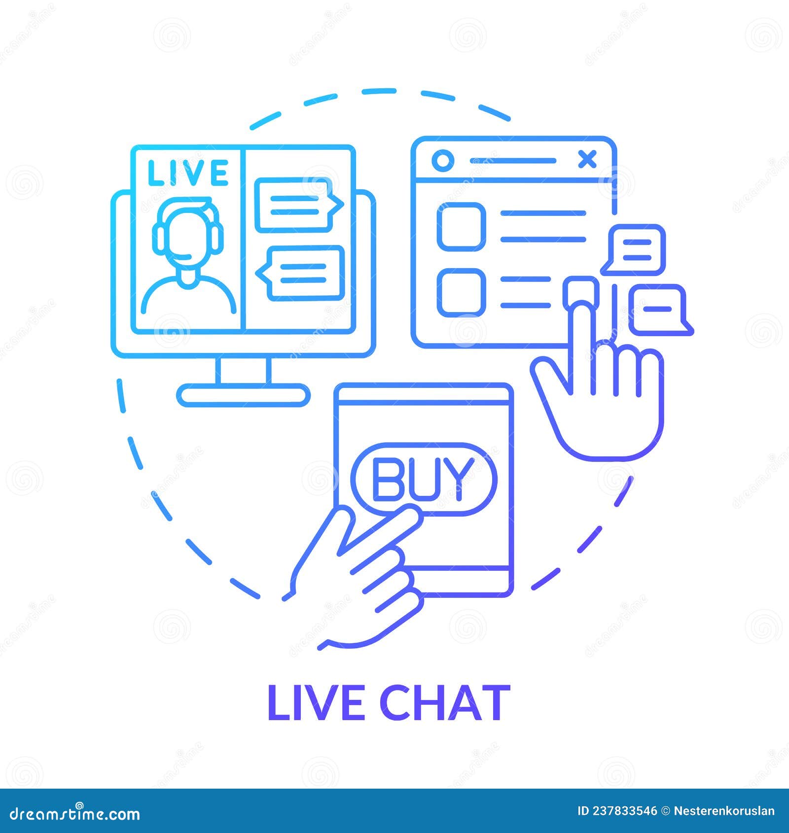 Live Chat Blue Gradient Concept Icon Stock Illustration - Illustration ...