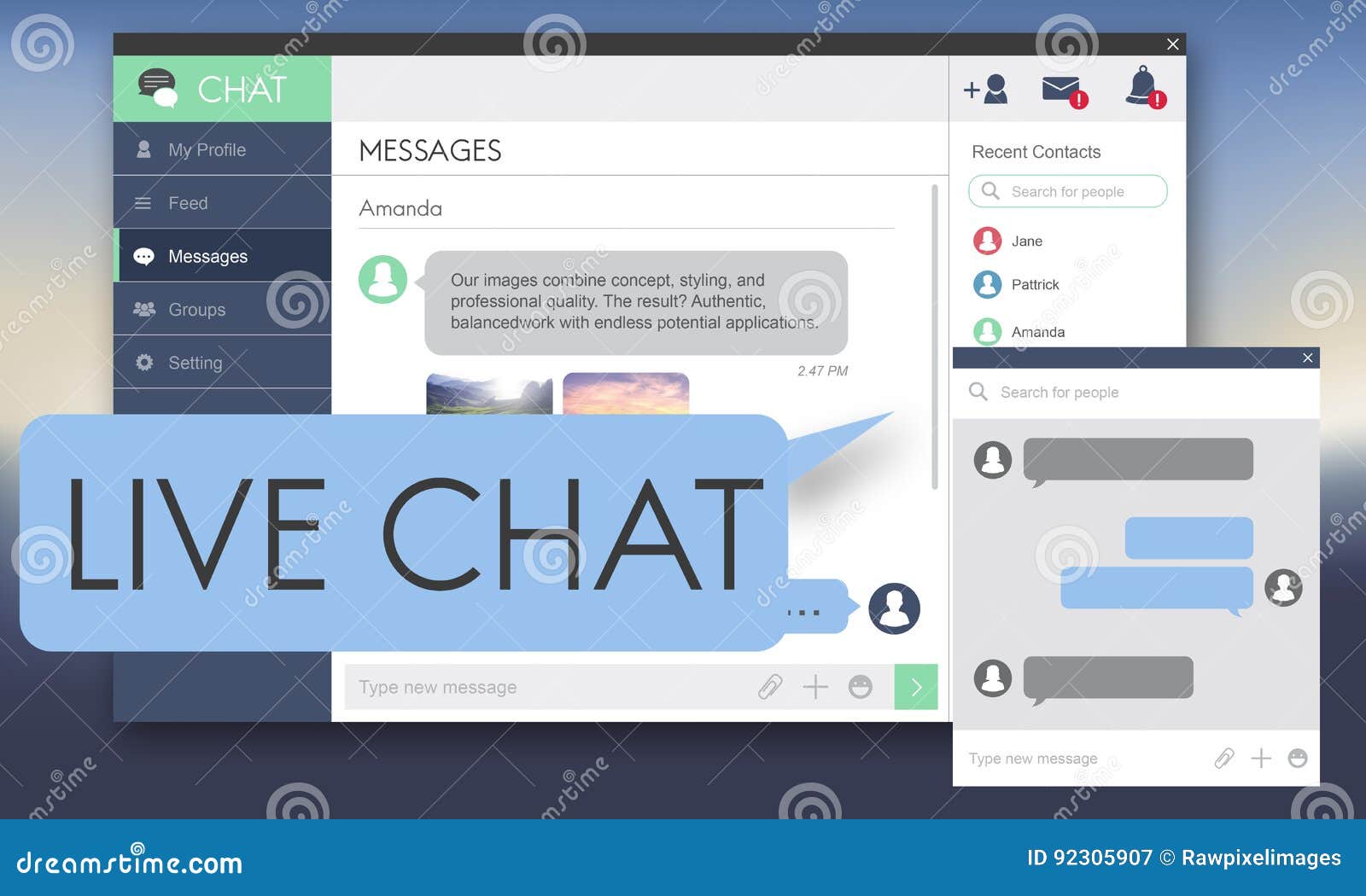 Live Chat Chatting Communication Digital Web Concept Stock Illustration ...