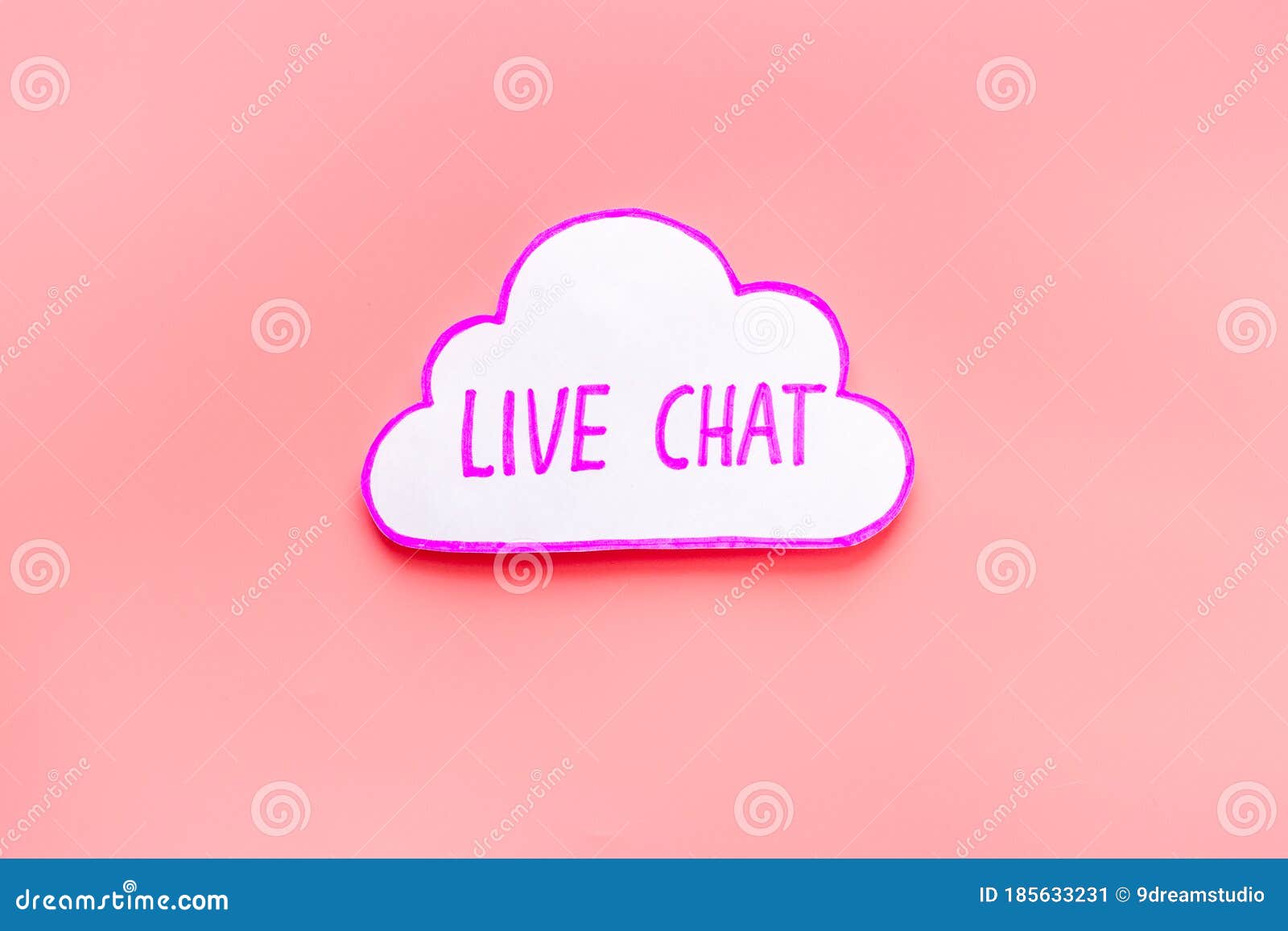 Live Chat Communication Concept - Words on Pink Background Top View ...