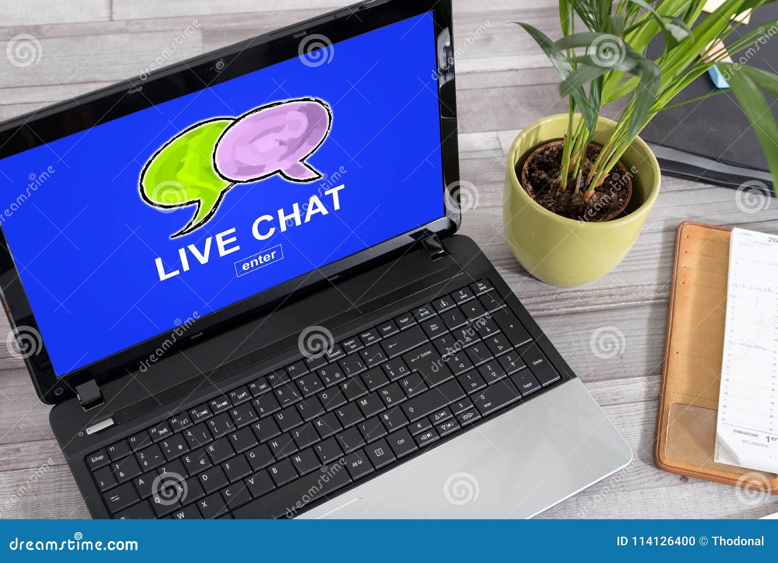 Live Chat Concept on a Laptop Stock Photo - Image of business ...