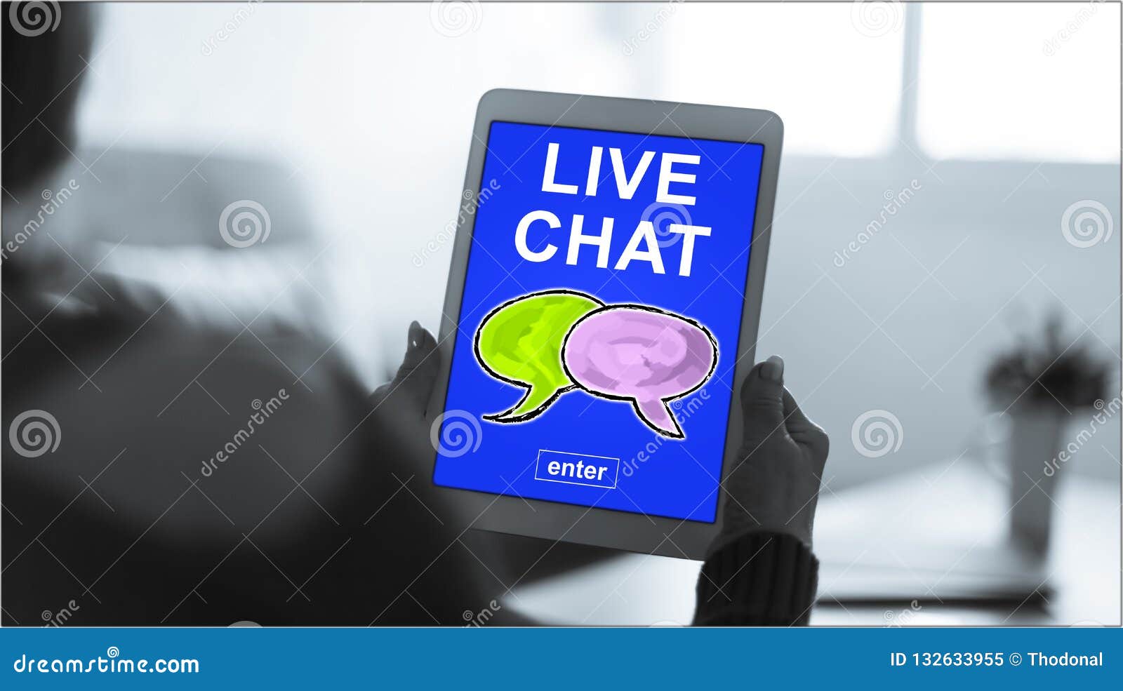 Live Chat Concept on a Tablet Stock Image - Image of information ...