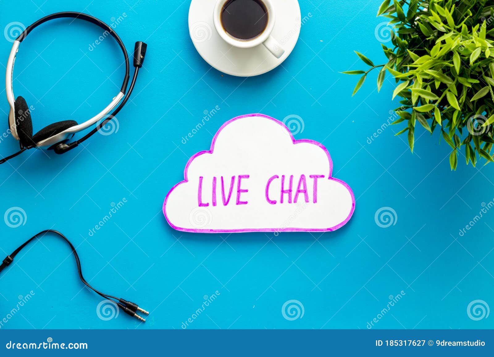 Live Chat Conversation Message Concept. Office Desktop Top View Stock ...