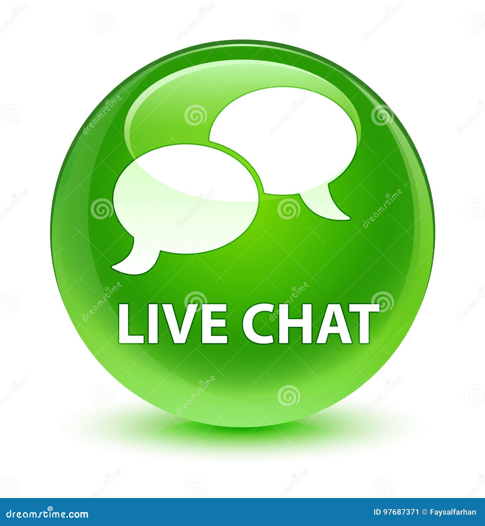 Live Chat Glassy Green Round Button Stock Illustration - Illustration ...