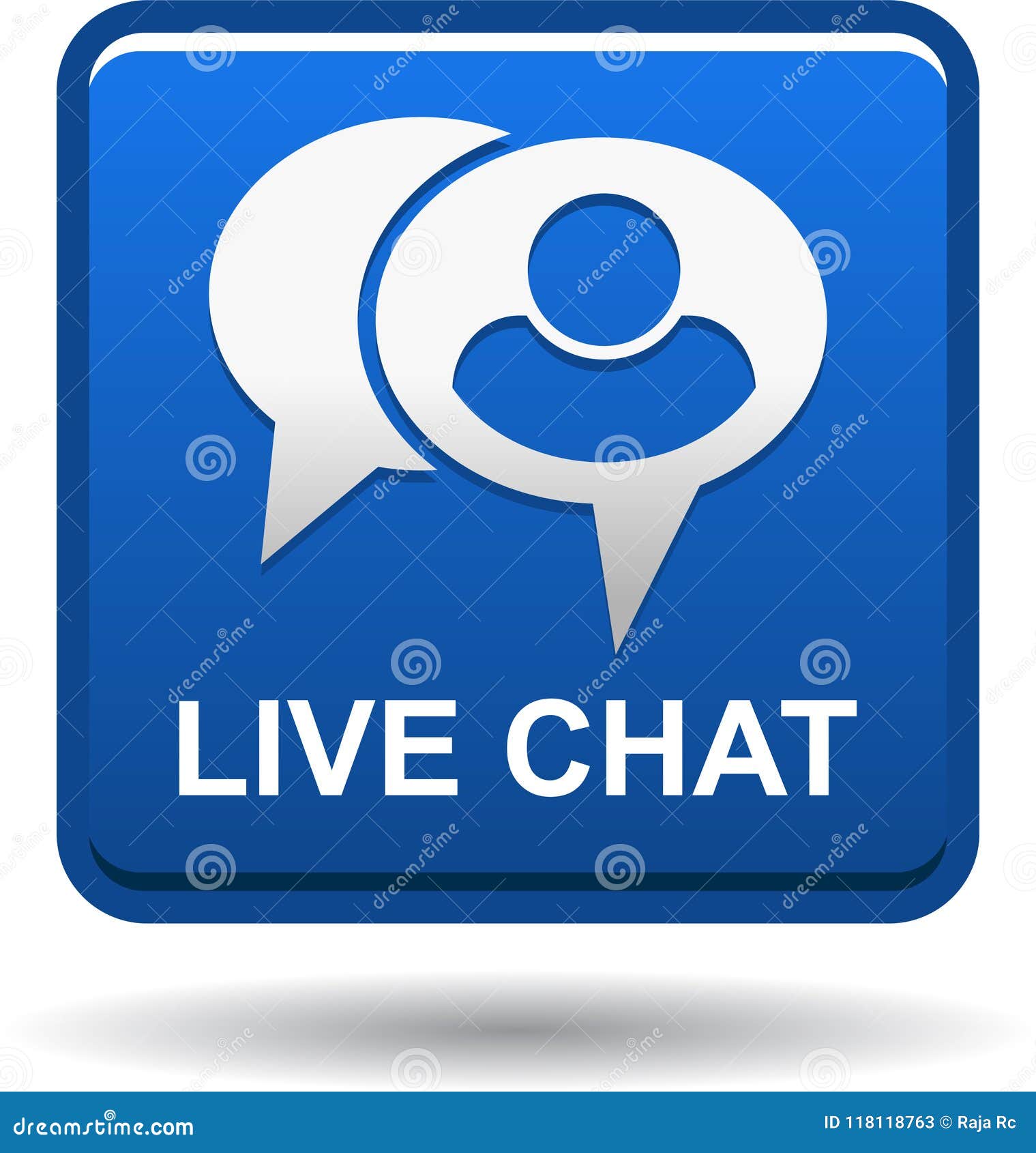 Live Chat Icon Web Button Blue Stock Vector - Illustration of concept ...