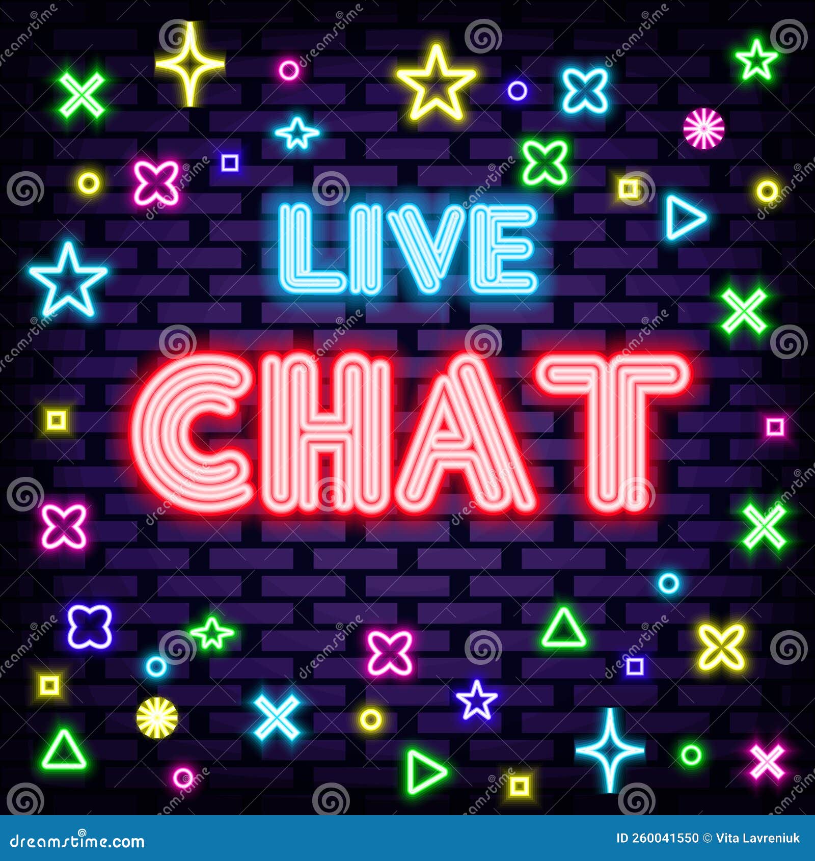 Live Chat Neon Sign. Bright Signboard. Light Banner Stock Vector ...