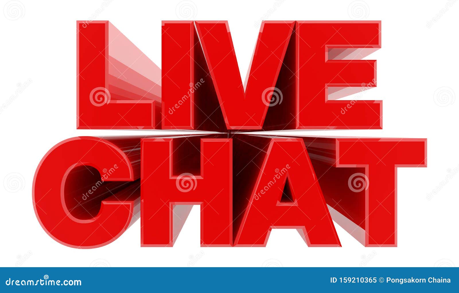 LIVE CHAT Red Word on White Background Illustration 3D Rendering Stock ...