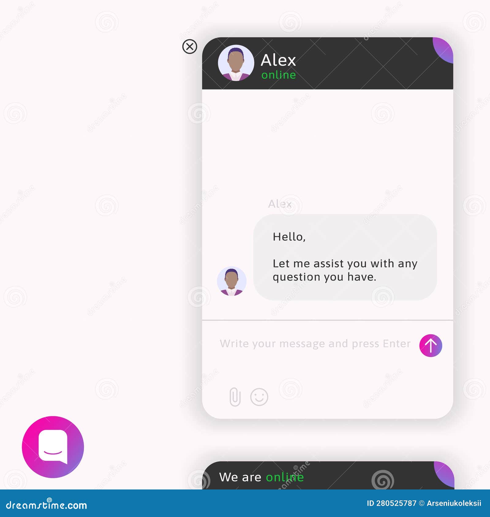 Live Chat Window. Online Help Frame Kit Stock Vector - Illustration of ...